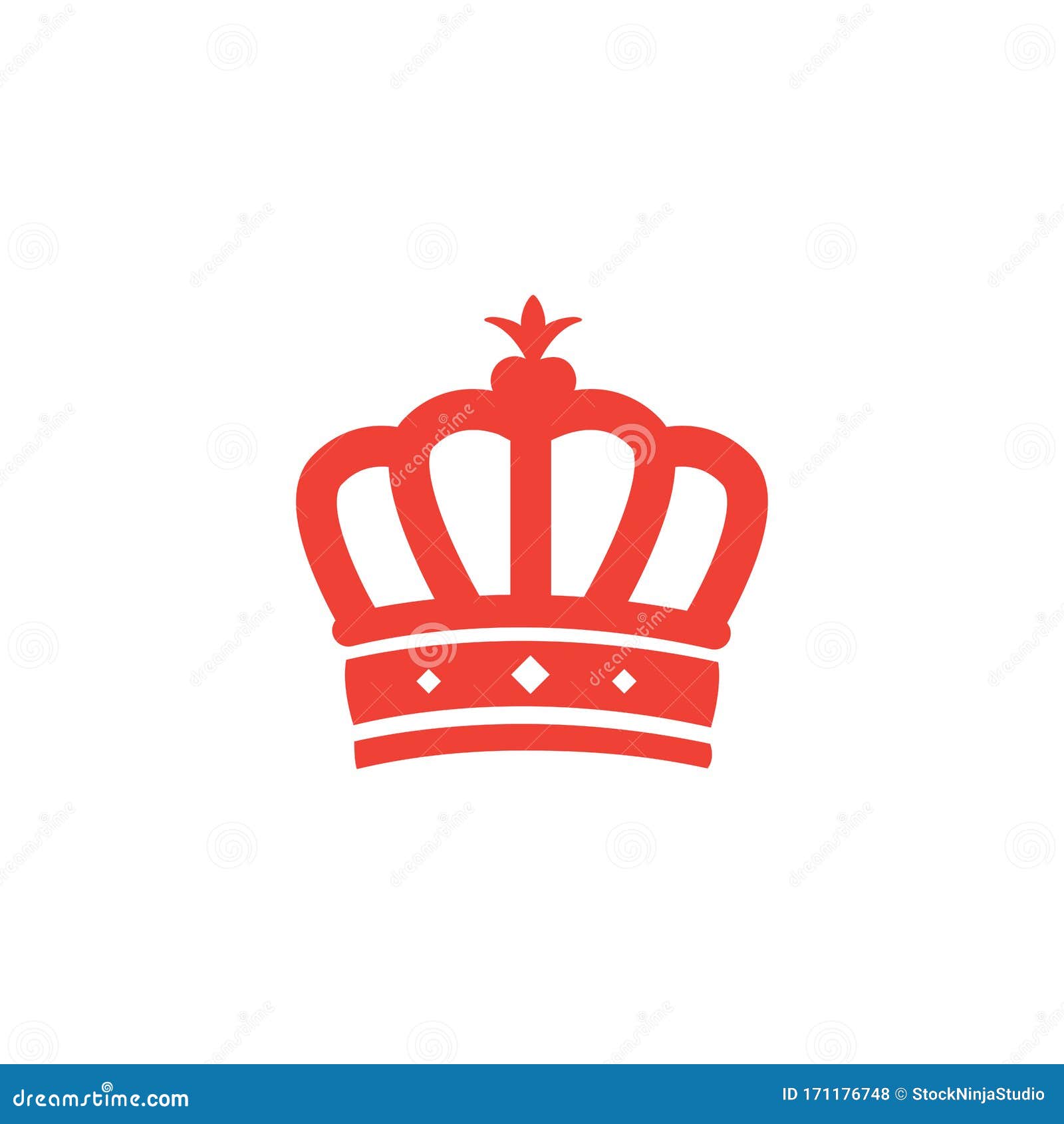 Crown Red Icon on White Background. Red Flat Style Vector Illustration ...