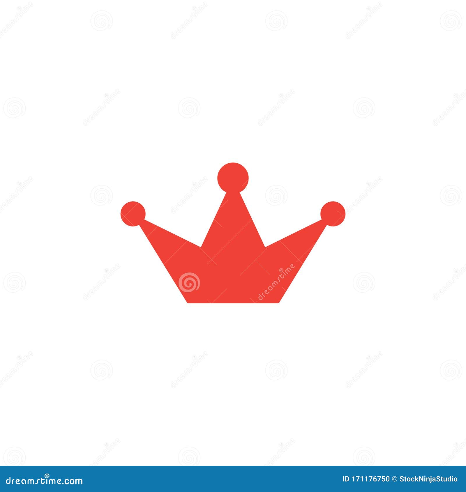 Crown Red Icon on White Background. Red Flat Style Vector Illustration ...