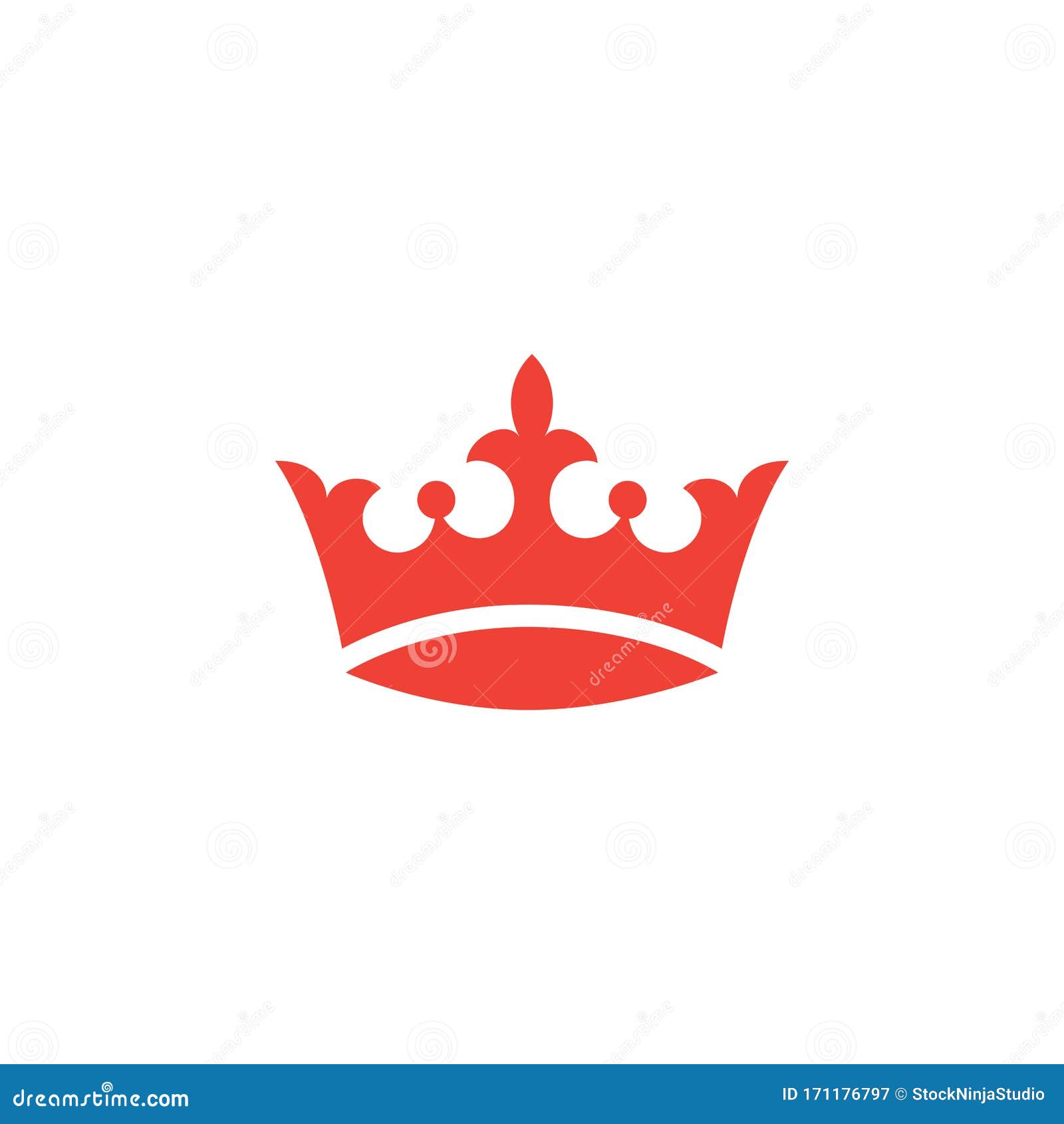 Crown Red Icon on White Background. Red Flat Style Vector Illustration ...