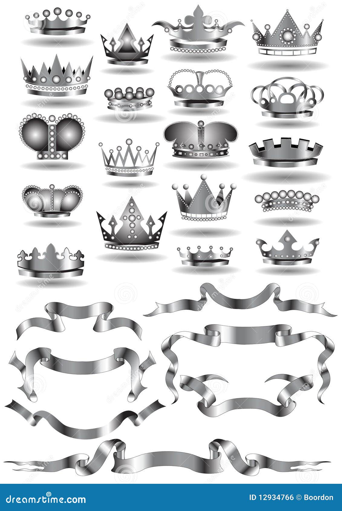 Crown ribbon icons stock vector. Illustration of icon - 12934766