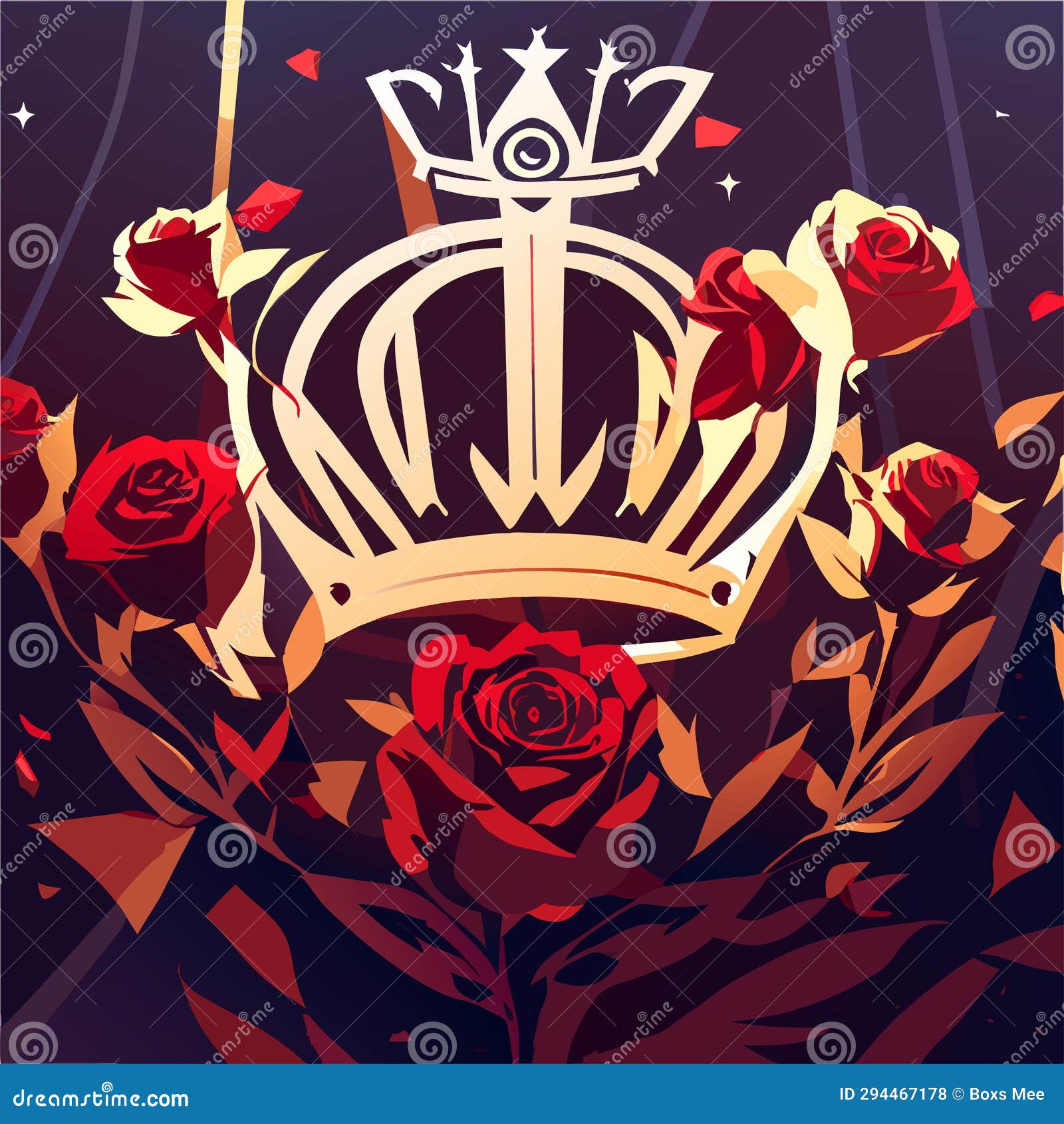 Crown with Roses. Vector Illustration in a Flat Style on a Dark ...