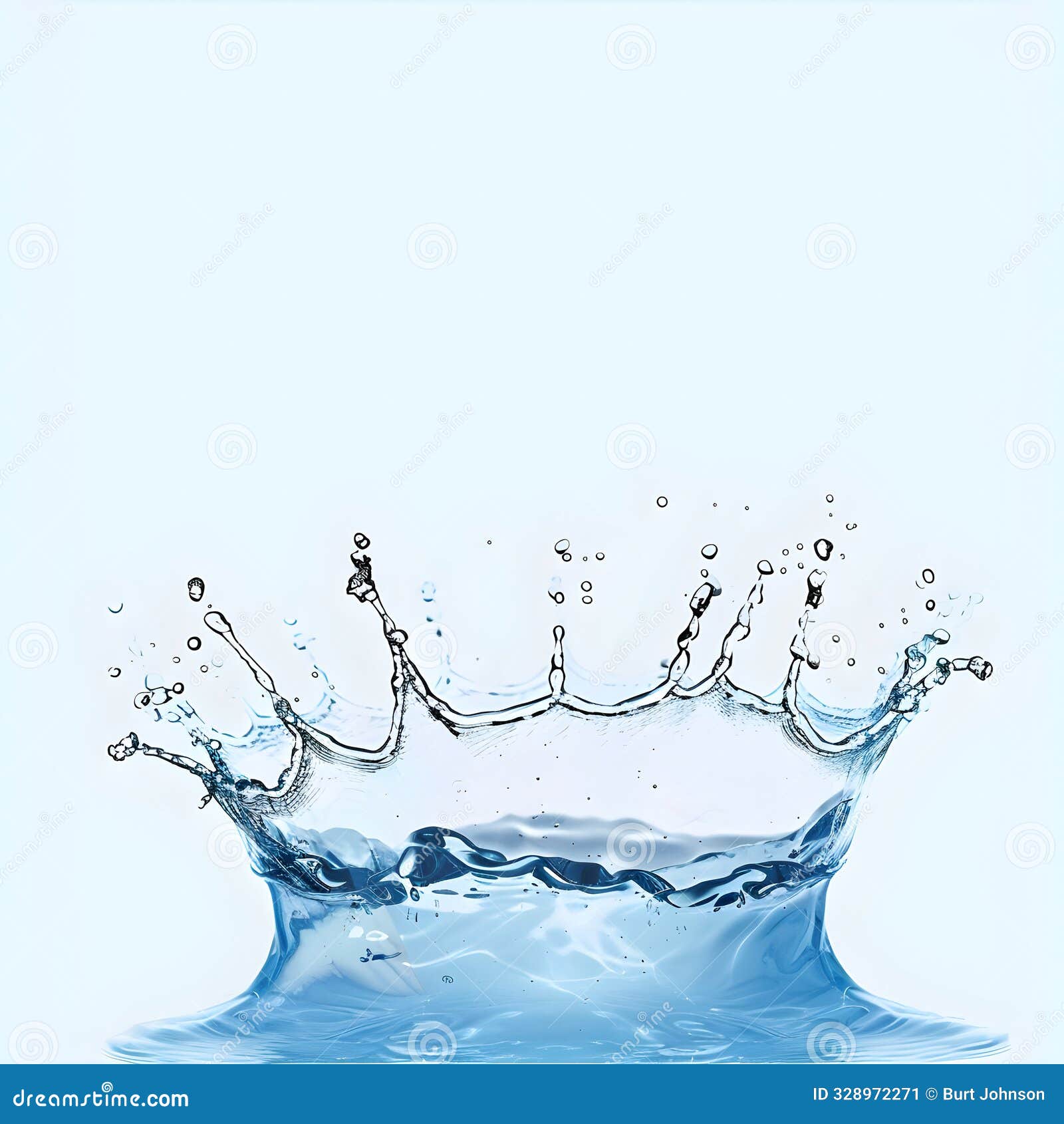 Crown Shaped Splash of Clean Water Forming on Blue Liquid Surface Stock ...