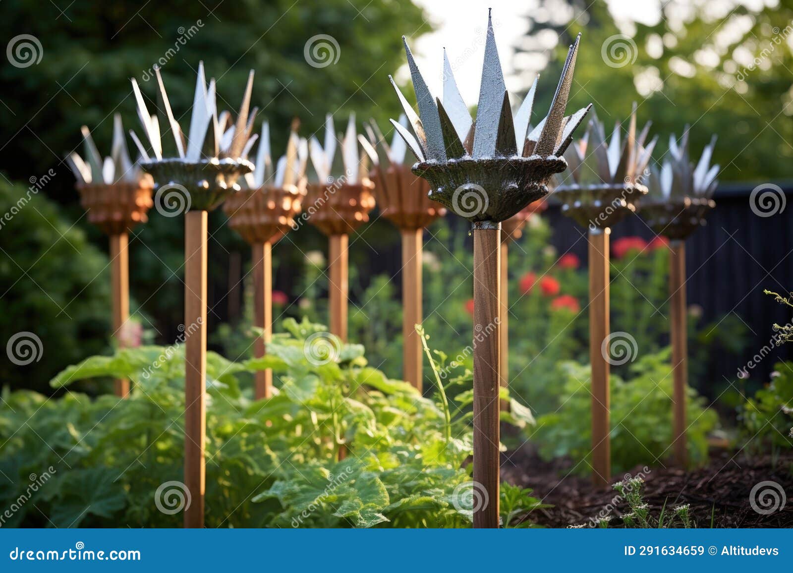Crown-shaped Stakes Defining a Royal-themed Garden Stock Image - Image ...