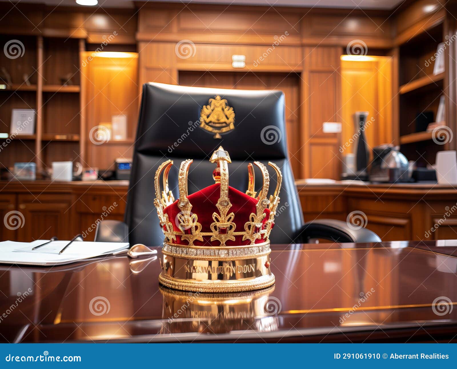 A Crown Sits on Top of a Desk in an Office Stock Illustration ...