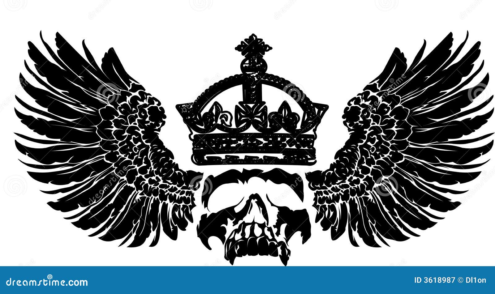 Skull With Wings And Crown