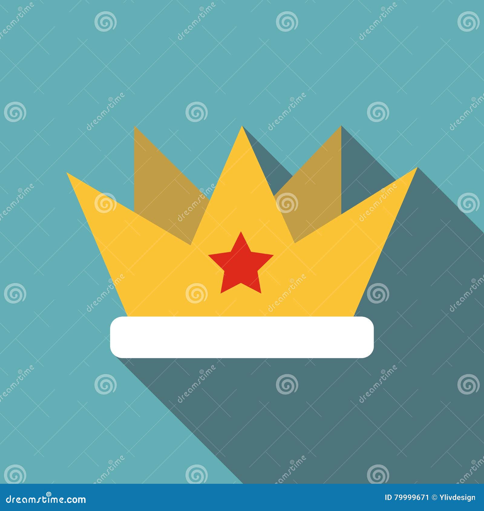 Crown with Star Icon, Flat Style Stock Vector - Illustration of ...