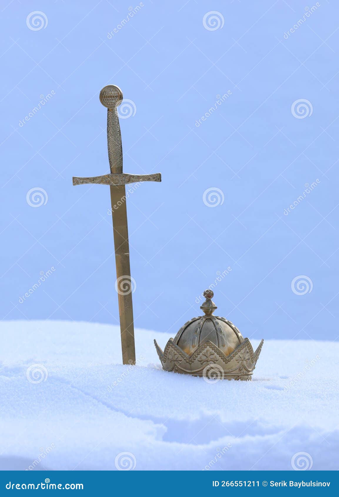 Crown and Sword in the Snow Stock Image - Image of royal, snow: 266551211