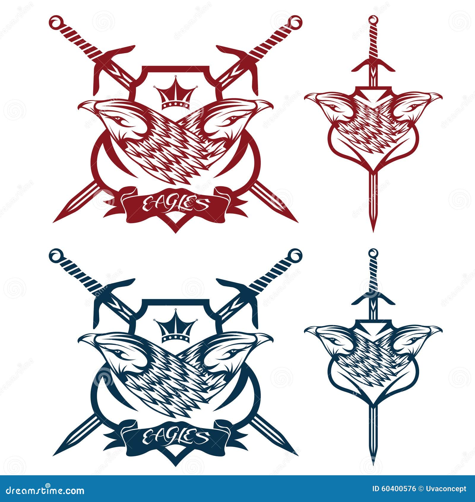 Crown and Swords Crests Collection Stock Vector - Illustration of eagle ...