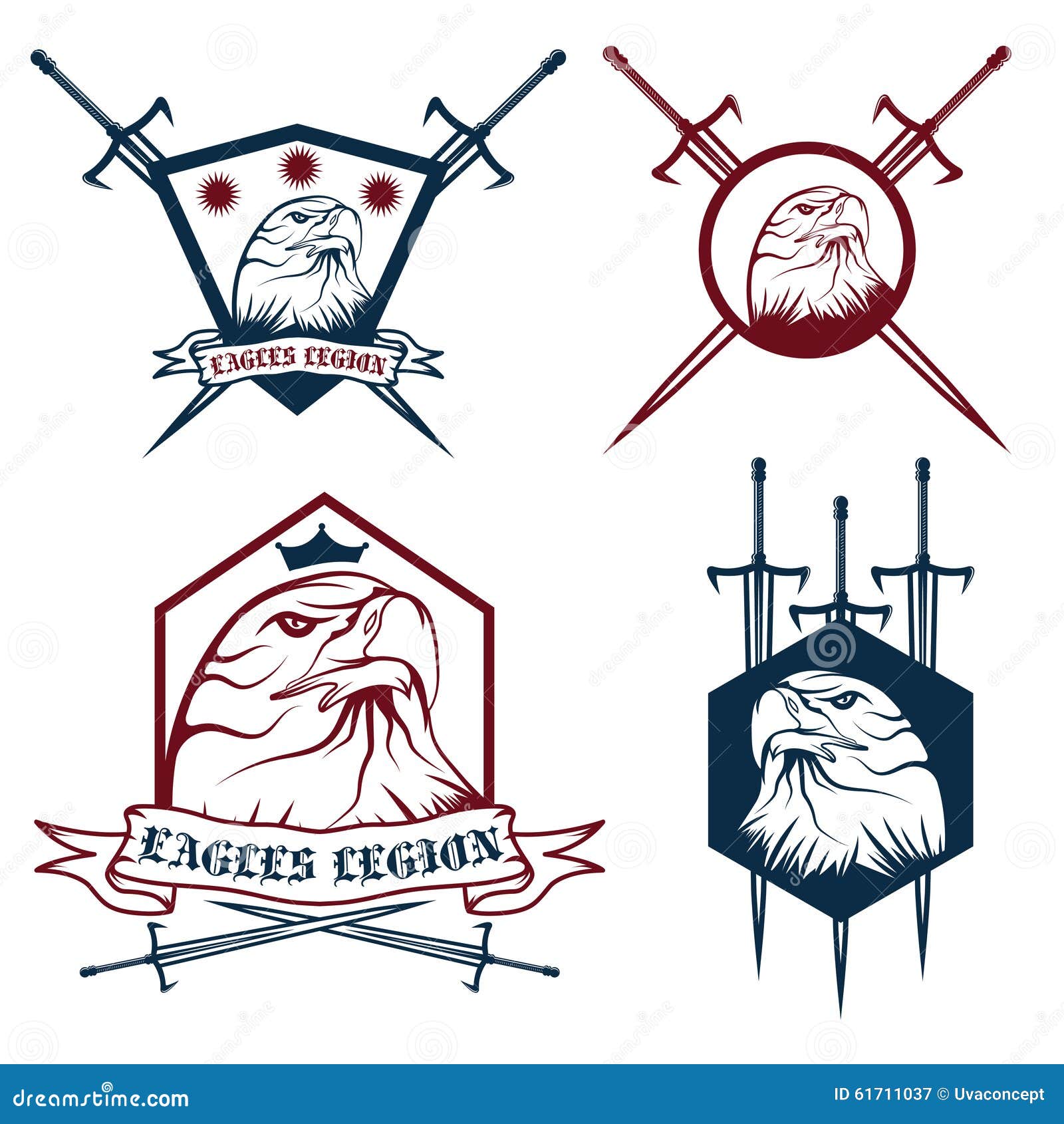 Crown and Swords Crests Collection Stock Vector - Illustration of crown ...