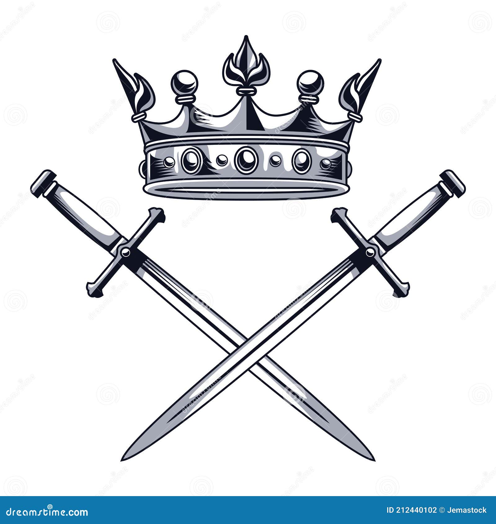Crown and swords stock vector. Illustration of heraldic - 212440102