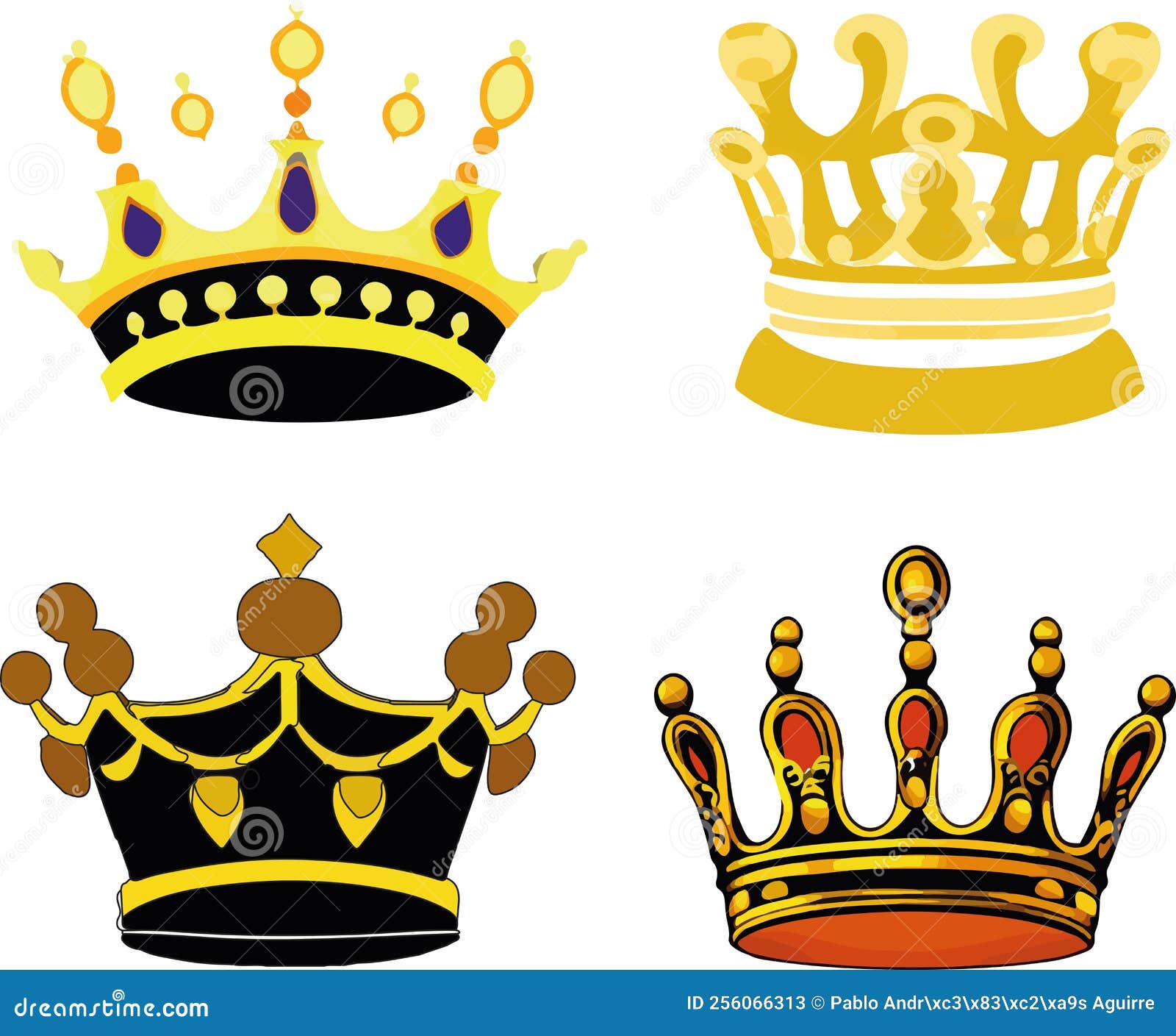Collection Crown Symbol on White Background Stock Vector - Illustration ...