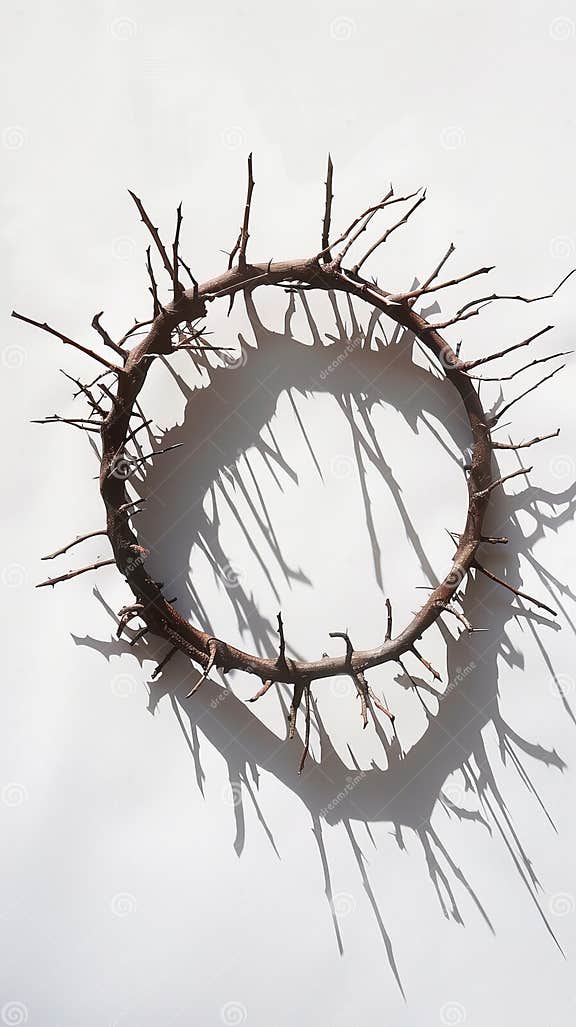 Crown of Thorns Casting Shadows on White Background Stock Photo - Image ...