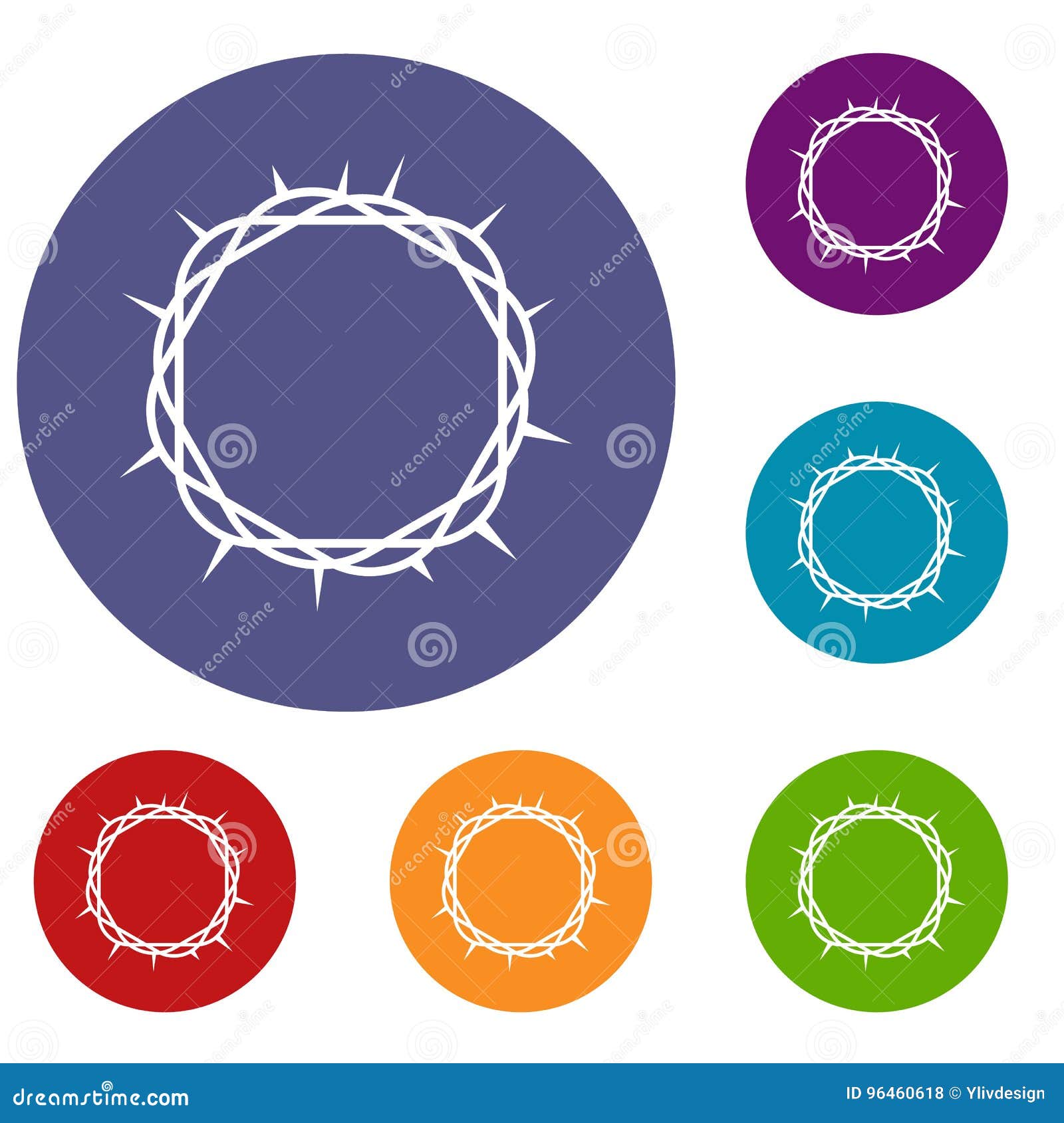 Crown of thorns icons set stock vector. Illustration of forgiveness ...