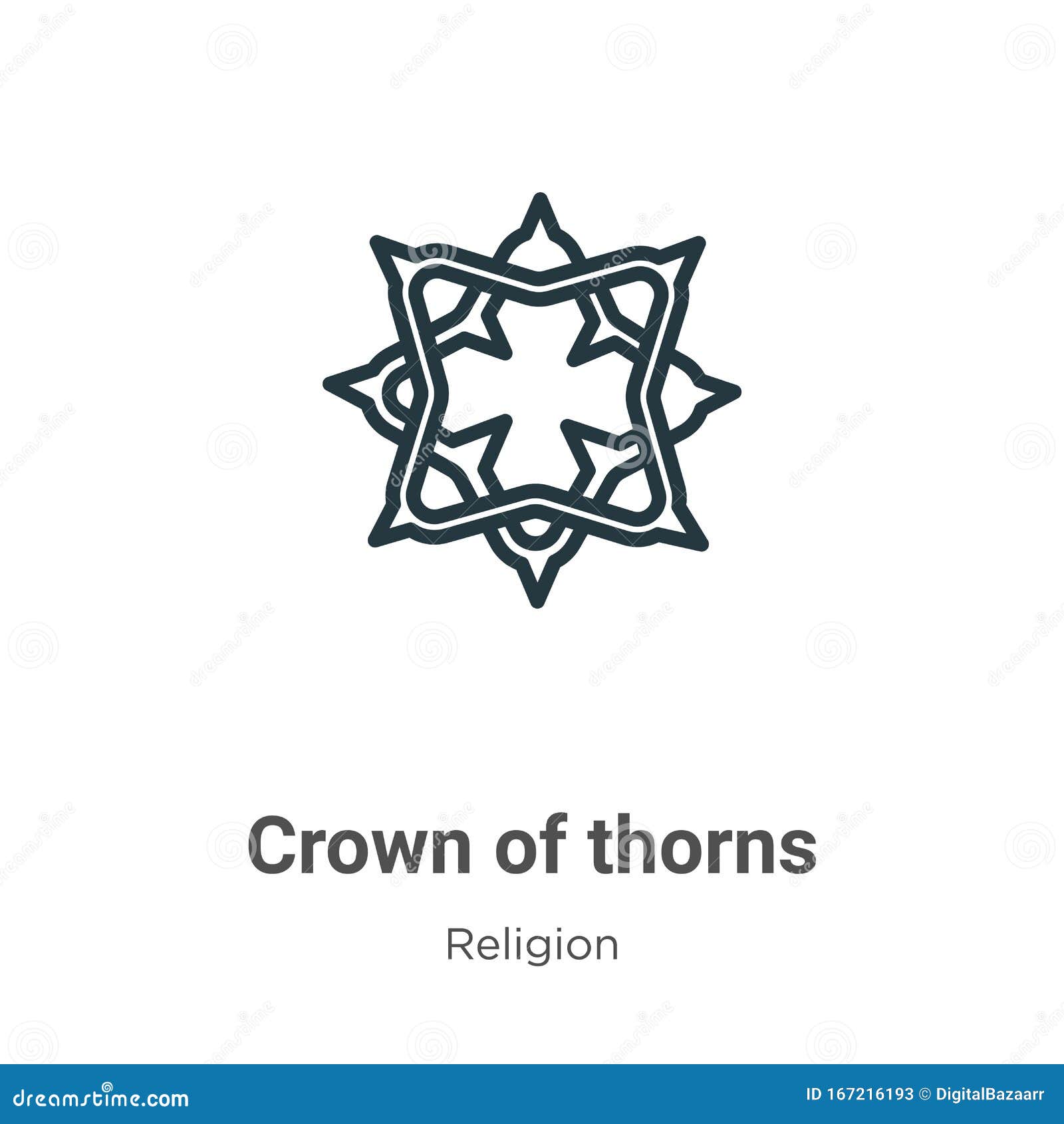 Crown of Thorns Outline Vector Icon. Thin Line Black Crown of Thorns ...