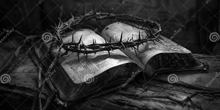 A Crown of Thorns Rests on an Open Book, Symbolizing Knowledge and ...