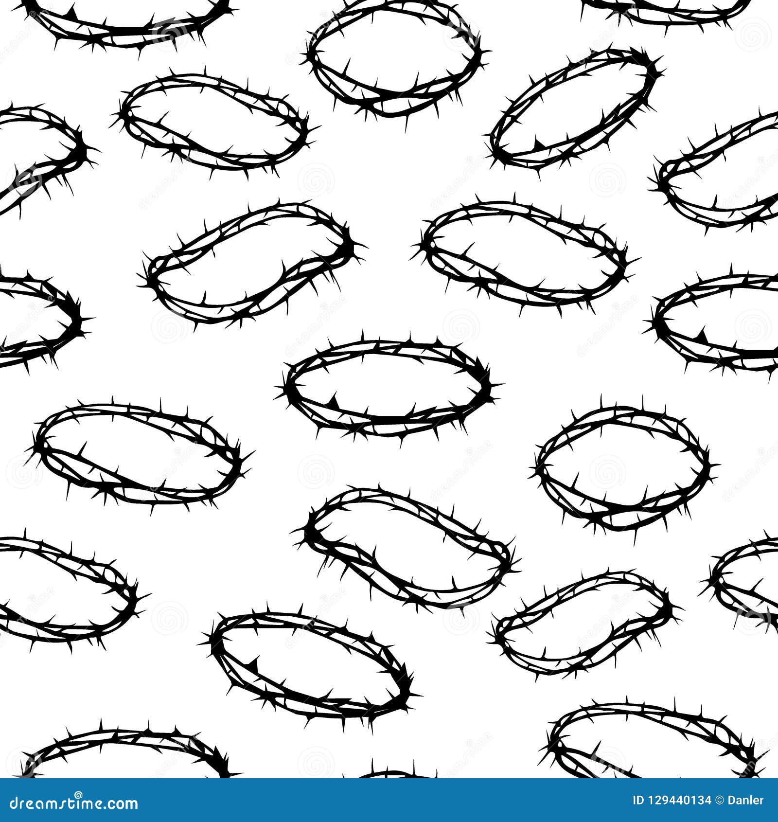 Crown of Thorns Seamless Pattern in Black Color Stock Vector ...