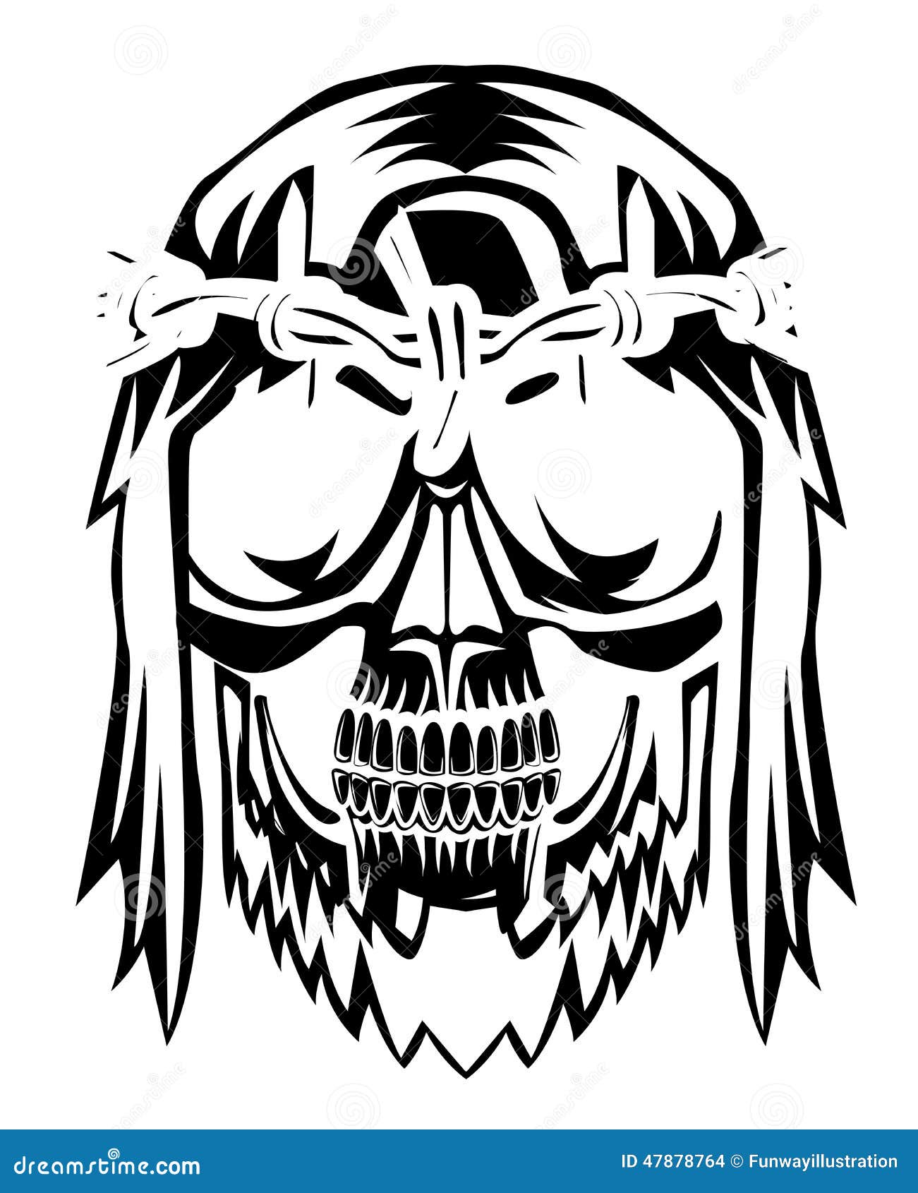 Jesus Skull Vector Tattoo Template | CartoonDealer.com #209800392