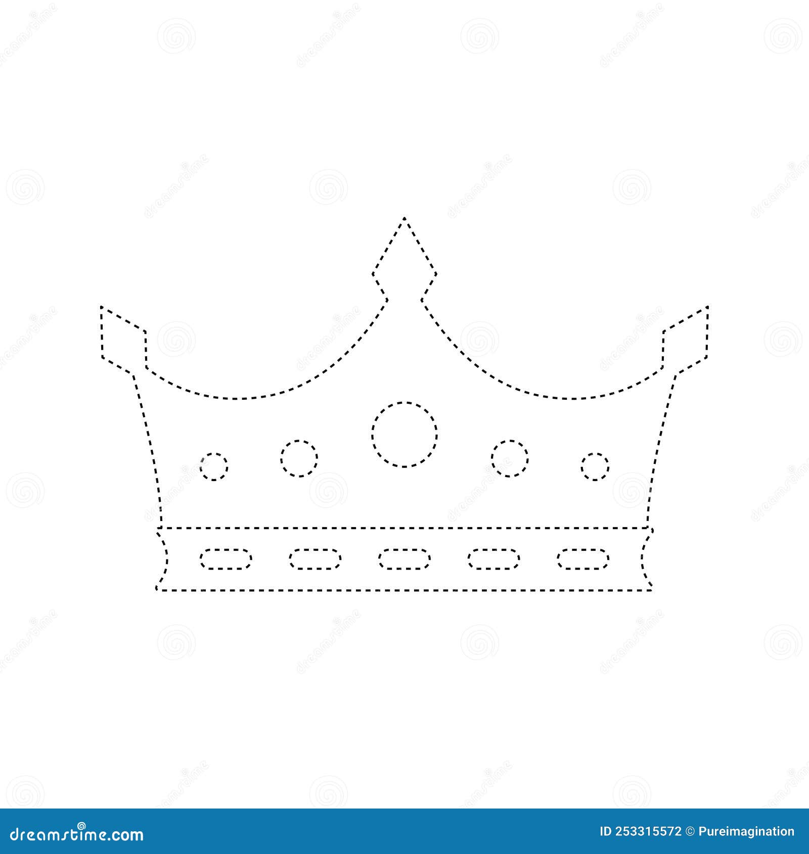 Crown Tracing Worksheet for Kids Stock Vector - Illustration of black ...