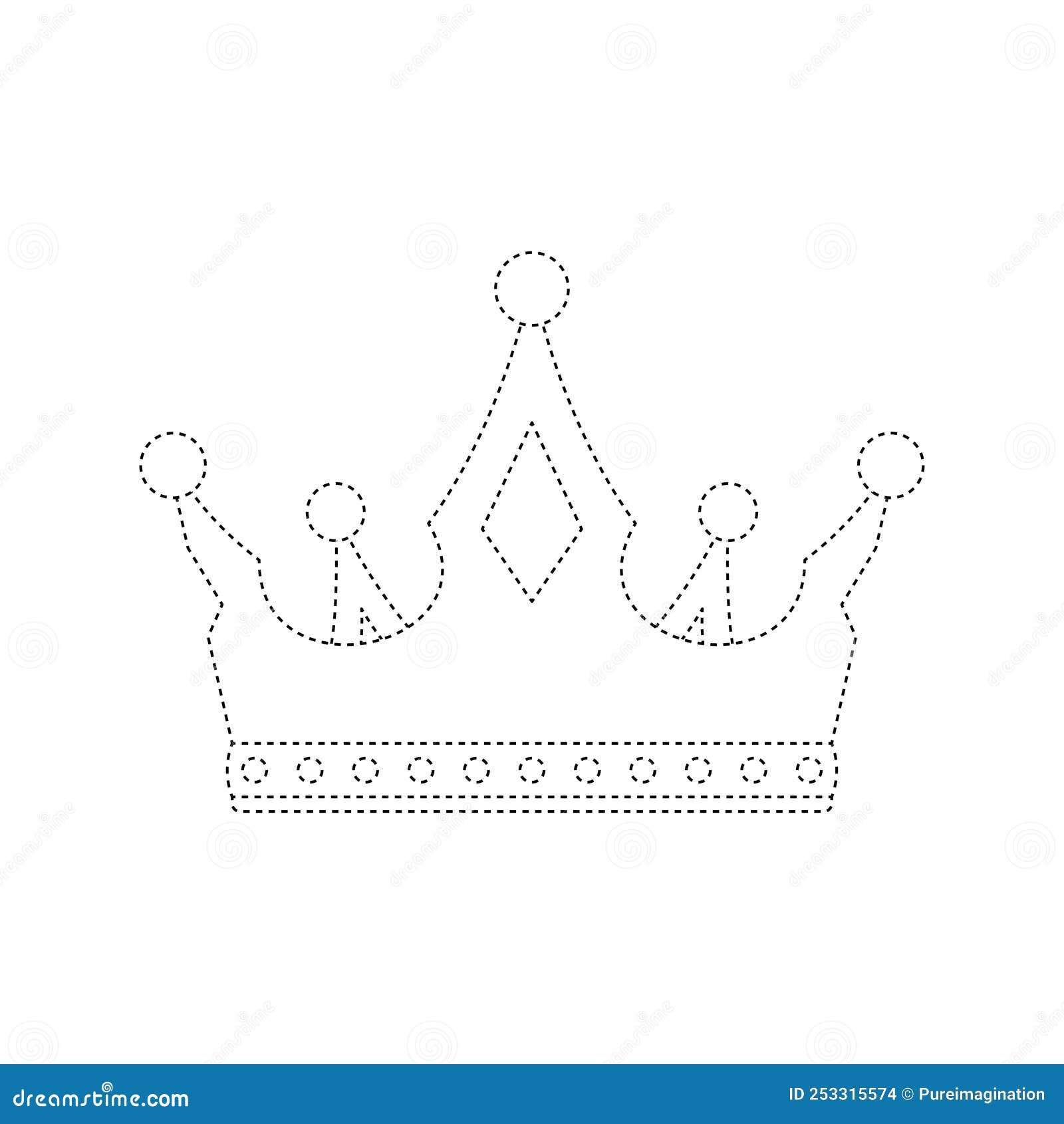 Crown Tracing Worksheet for Kids Stock Vector - Illustration of ...