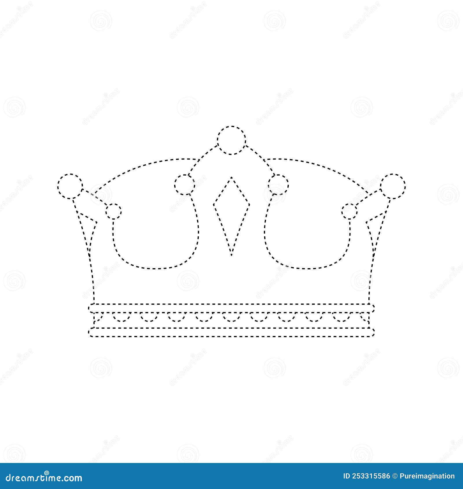 Crown Tracing Worksheet for Kids Stock Vector - Illustration of page ...