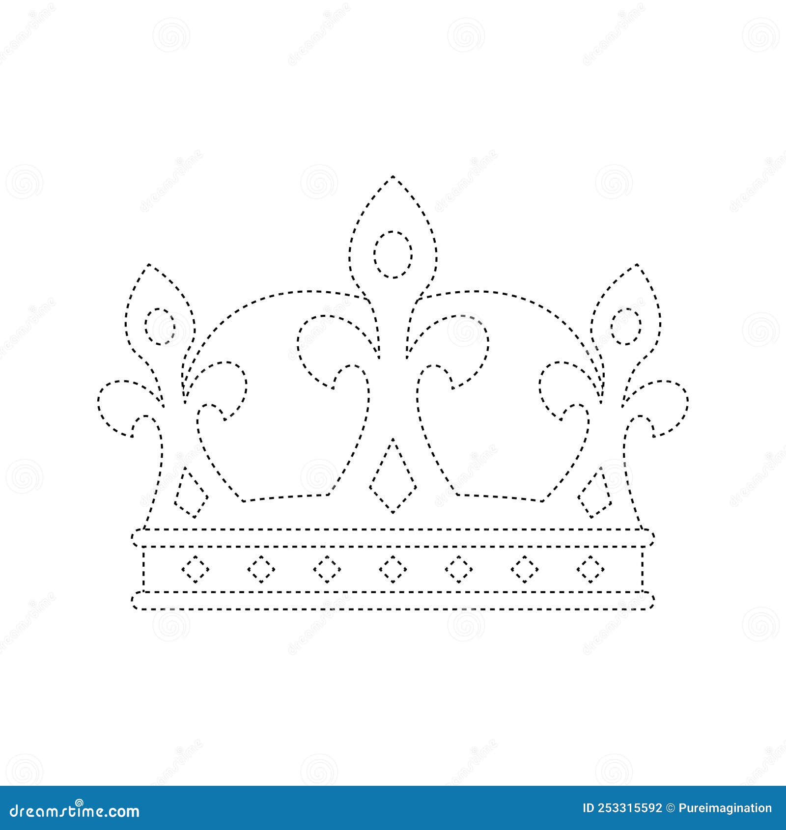 Crown Tracing Worksheet for Kids Stock Vector - Illustration of crown ...