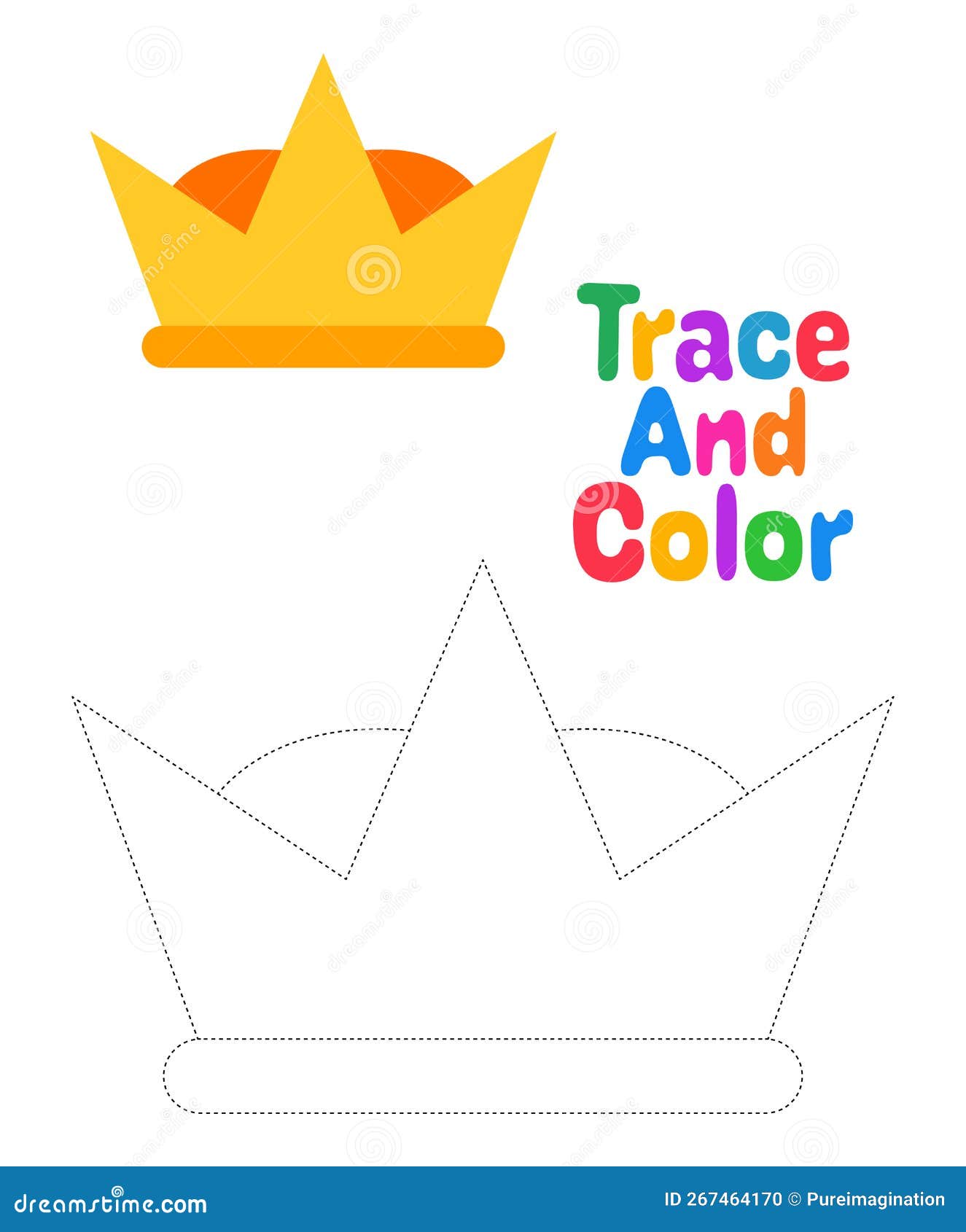 Crown Tracing Worksheet for Kids Stock Vector - Illustration of cartoon ...