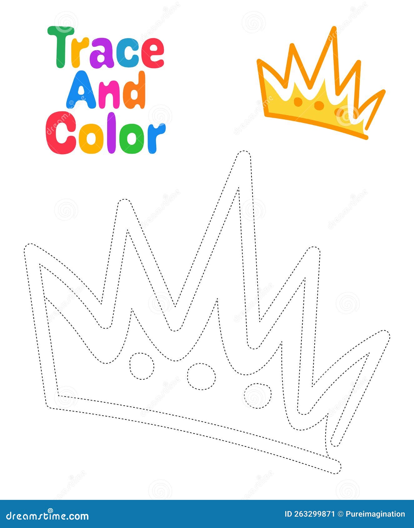 Crown Tracing Worksheet for Kids Stock Vector - Illustration of line ...