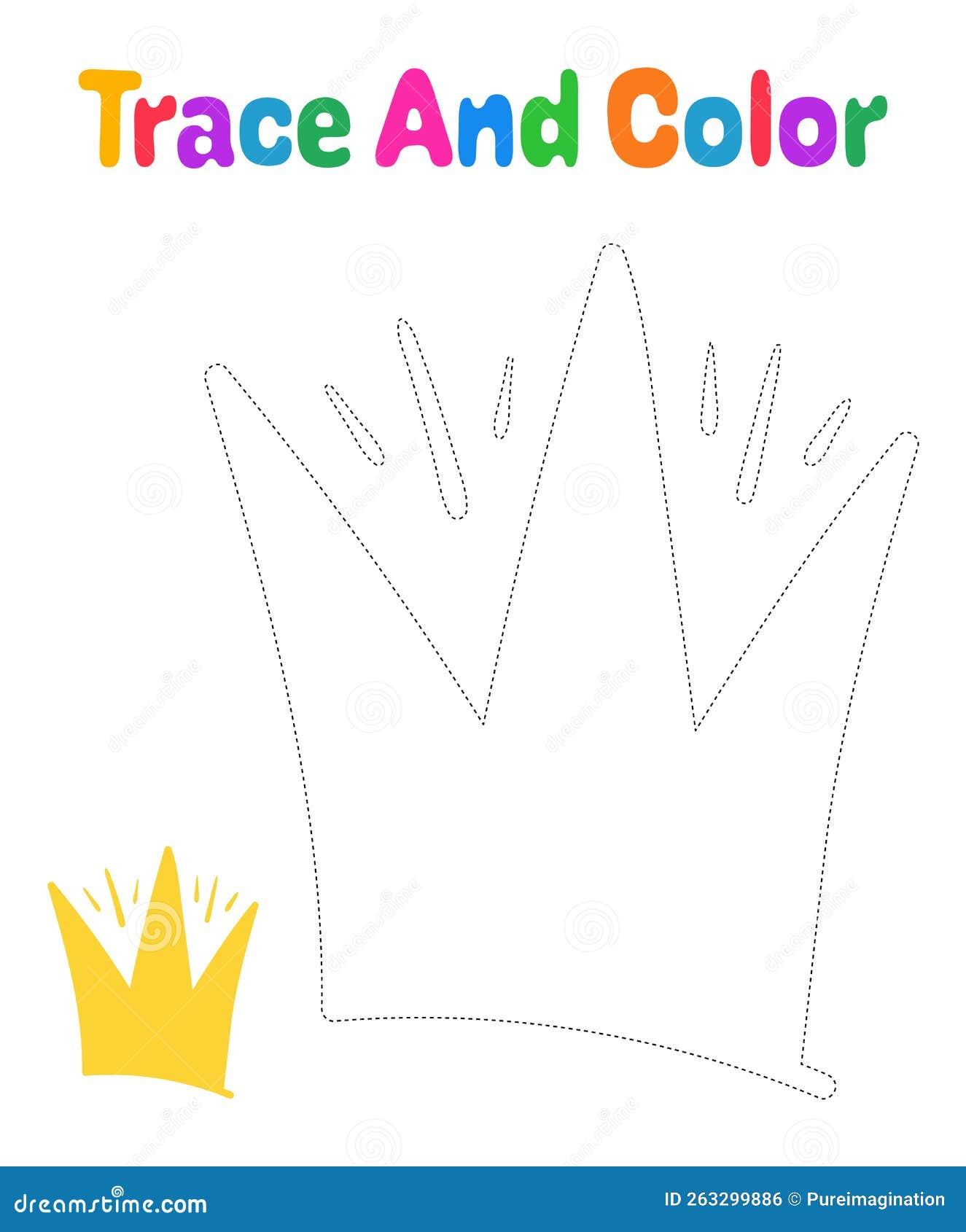 Crown Tracing Worksheet for Kids Stock Vector - Illustration of ...