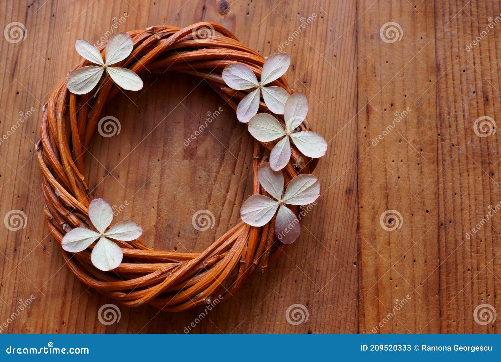 Crown from Twigs with Withered Hydrangea Flowers Stock Image - Image of ...