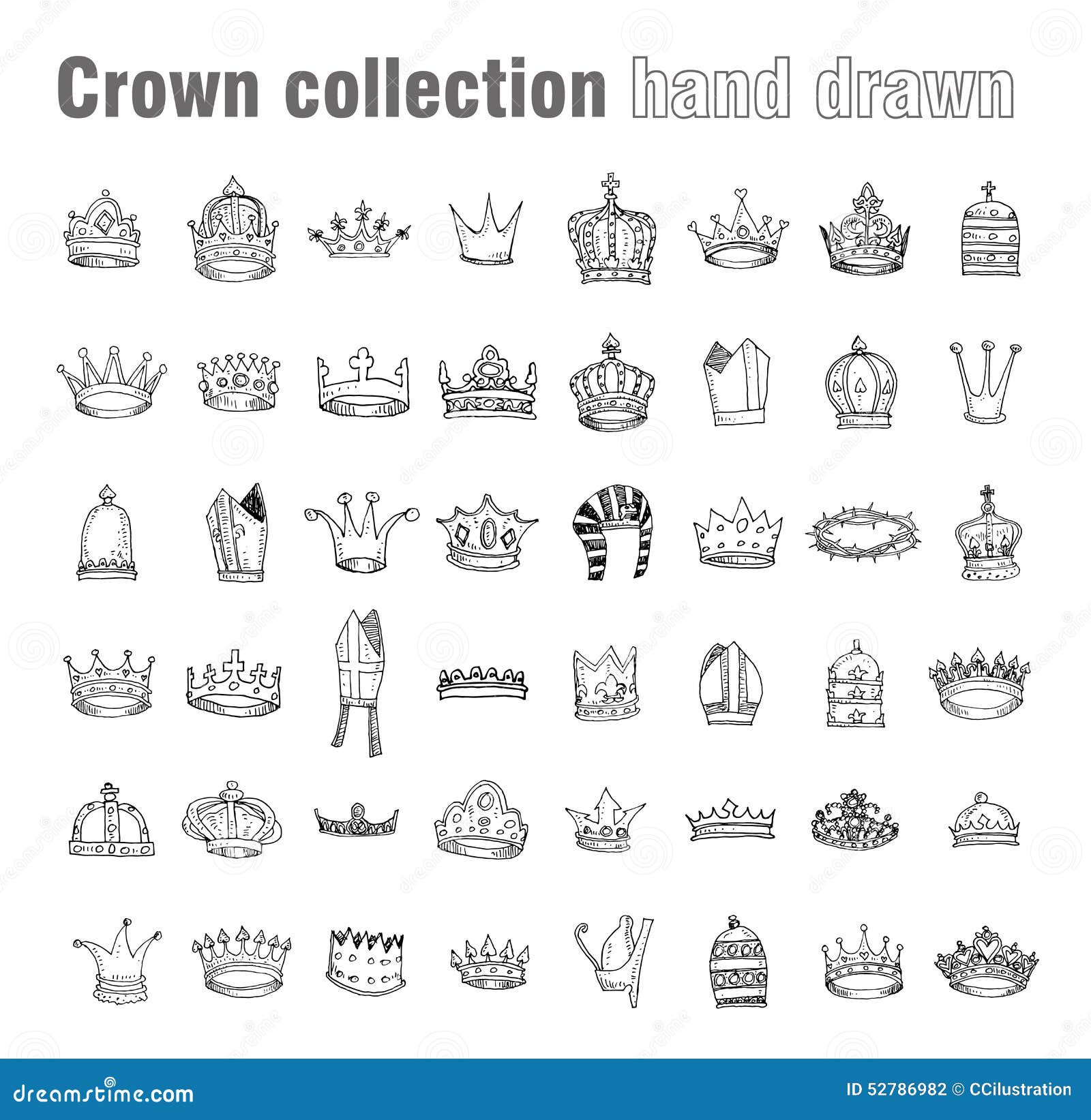 Crown, Vector Hand Drawn Vector Stock Vector - Illustration of emblem ...
