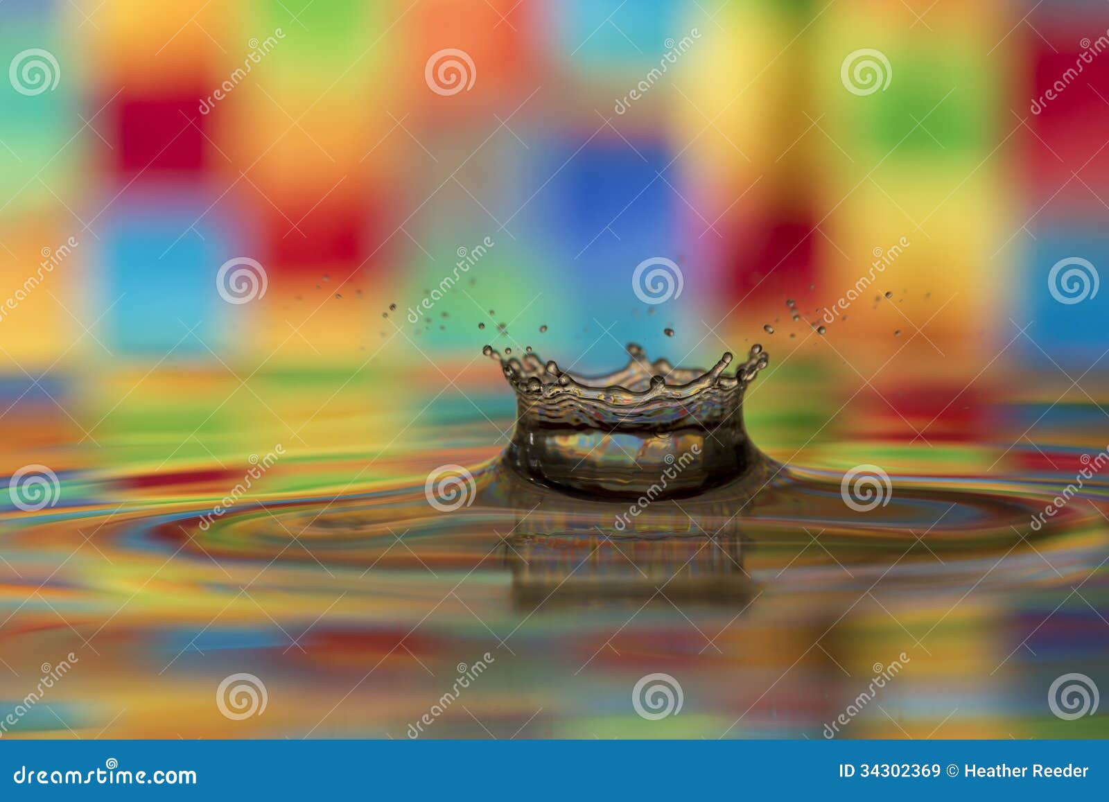 Crown Water Splash Reflected in Tie Dye Stock Image - Image of plop ...