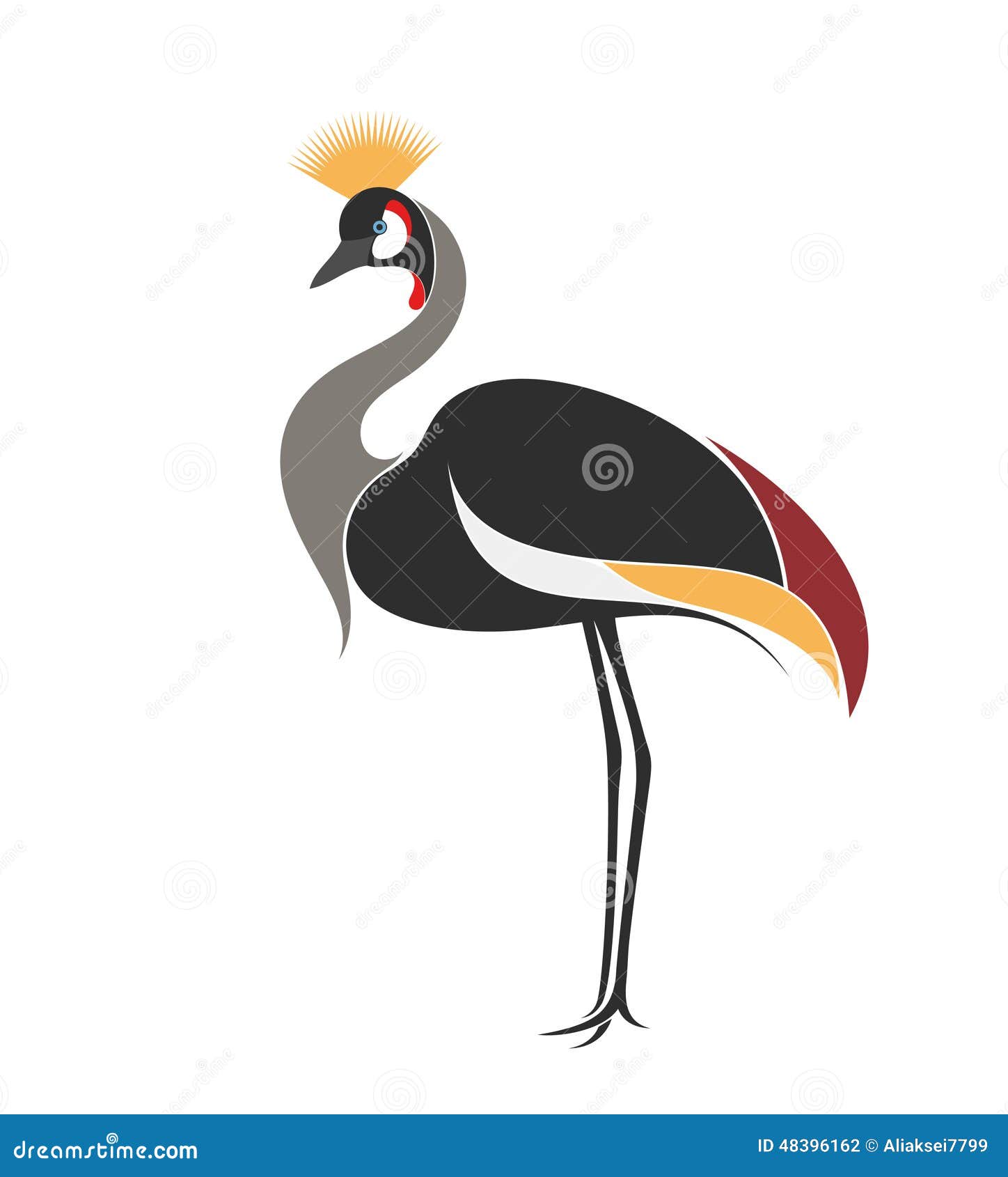 Red-crowned Crane Vector Flying By Hand Drawing. | CartoonDealer.com ...