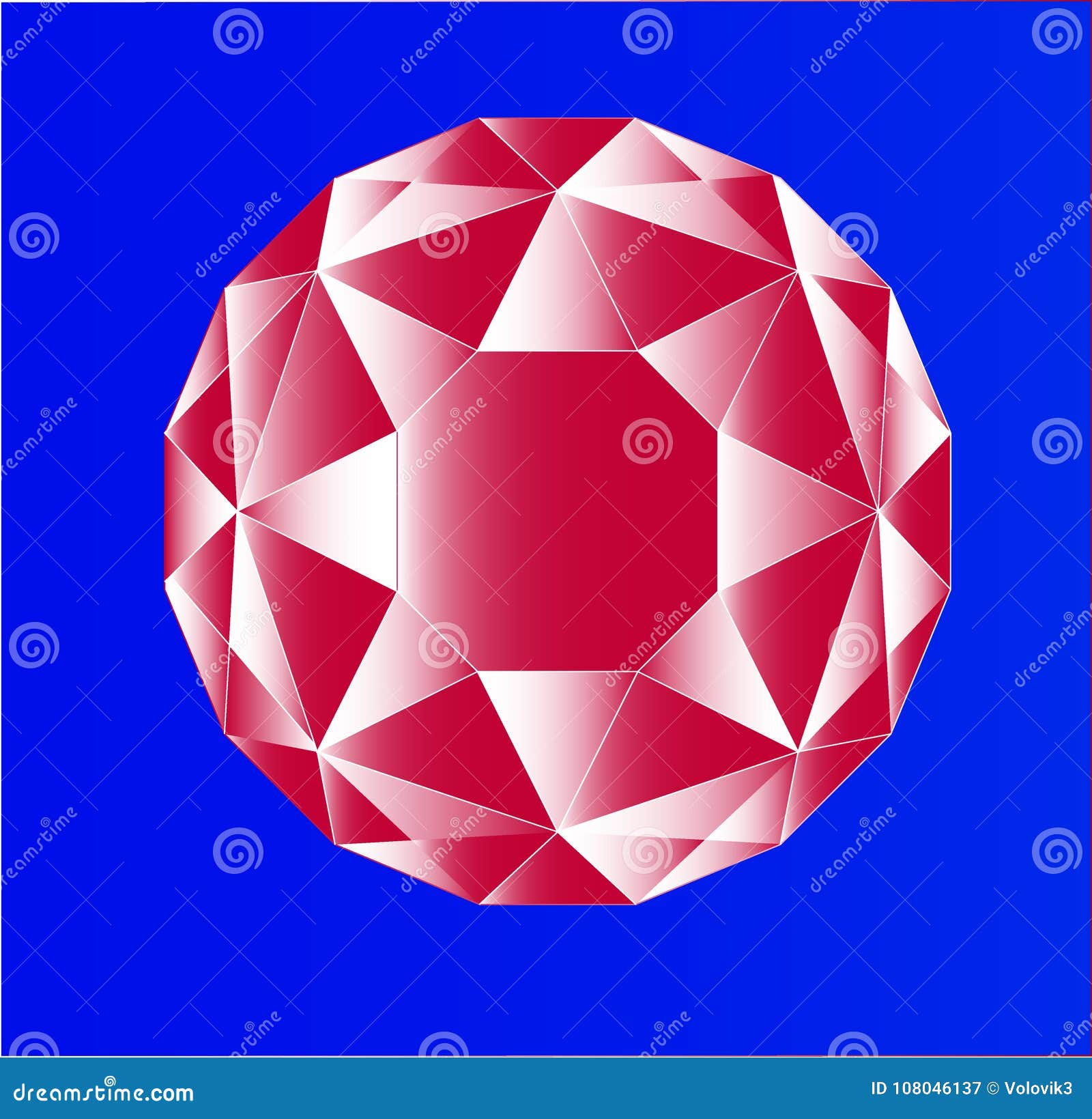 Crowned Ruby Color Crystal on a Blue Background. Stock Vector ...