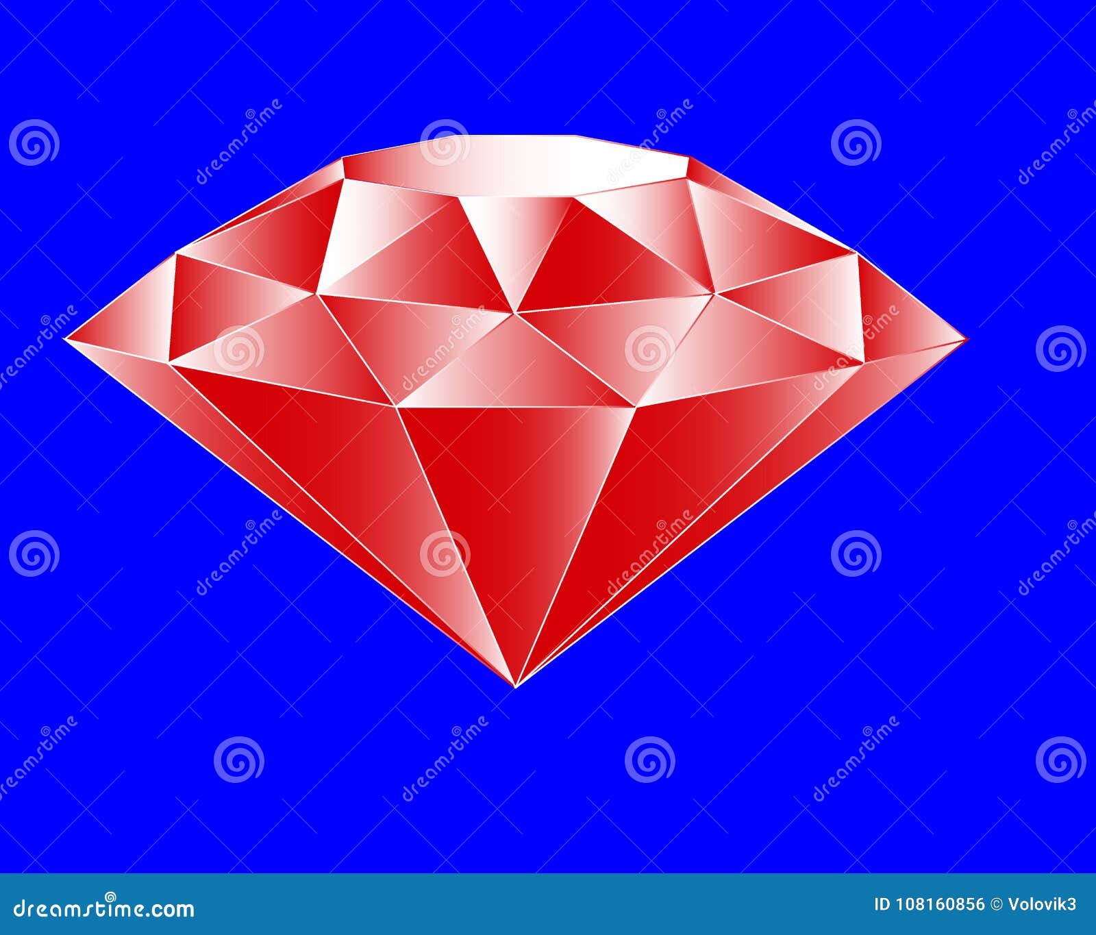 Crowned Ruby Color Crystal on a Blue Background. Stock Vector ...