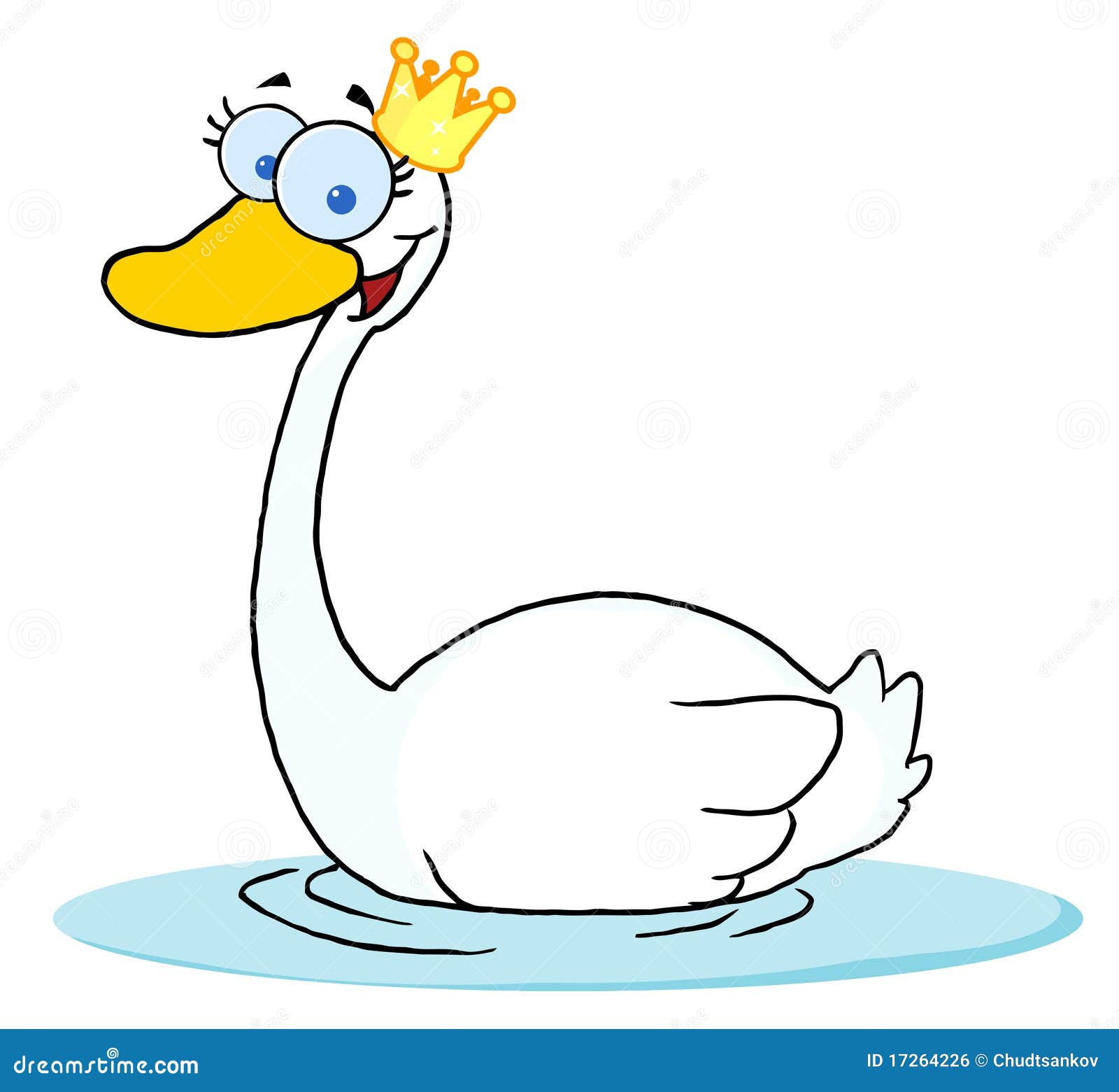 Crowned swan swimming stock vector. Illustration of graphic - 17264226