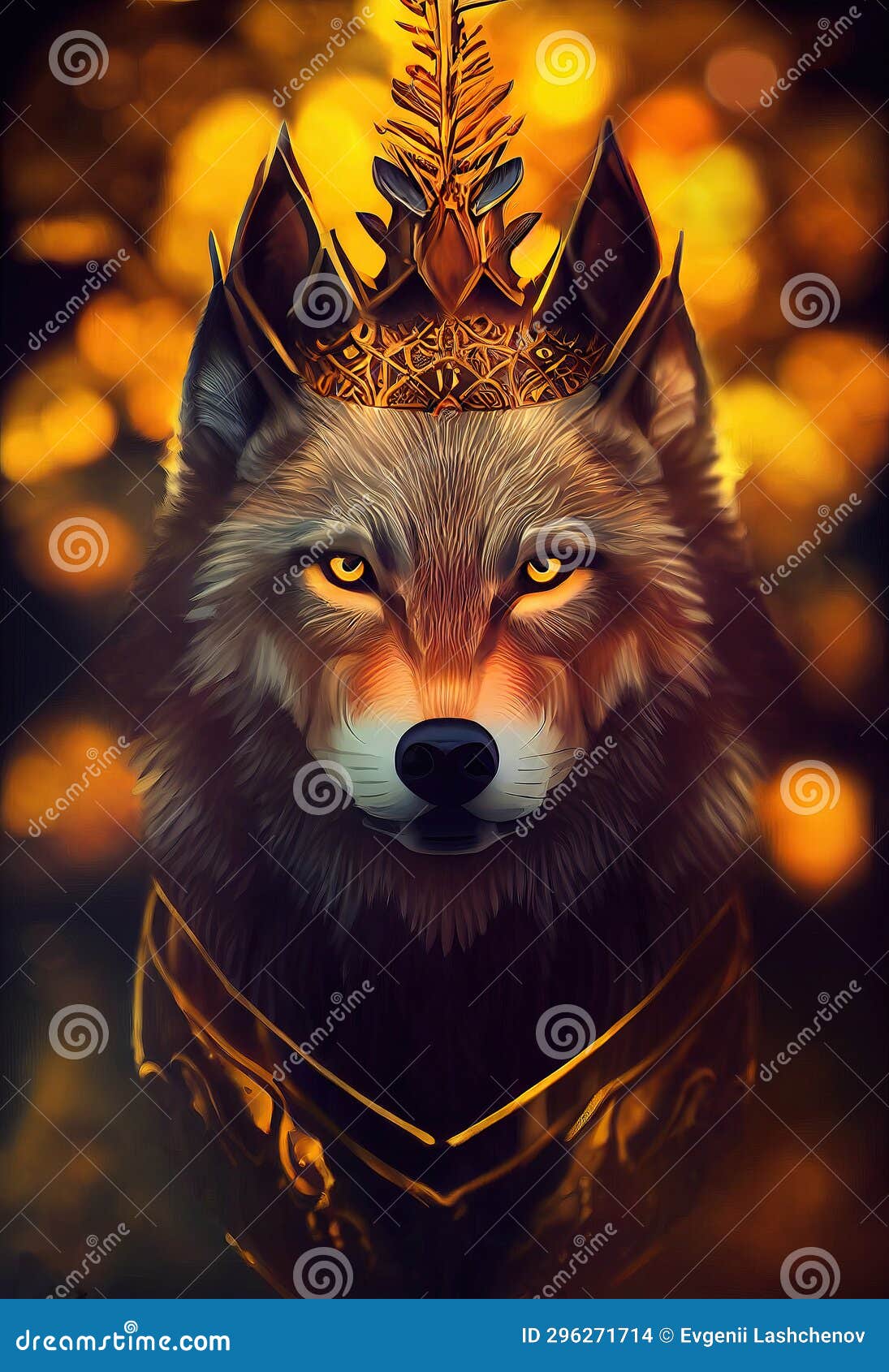 Crowned Wolf. Fairy Wolf Portrait. Portrait of a Wolf in a Crown. AI ...