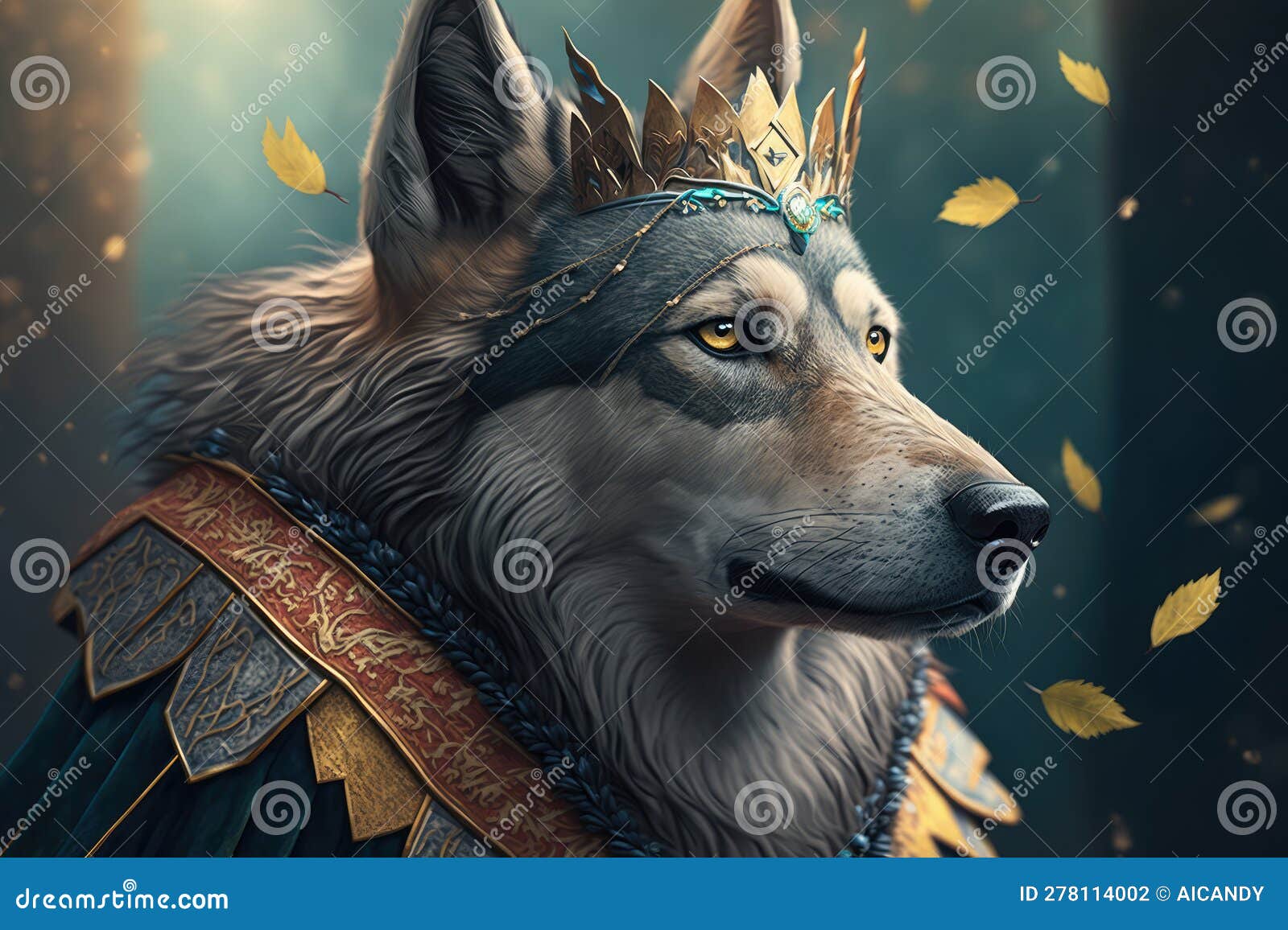 The Crowned Wolf Gray Wolf with a Crown on Its Head Standing in the ...