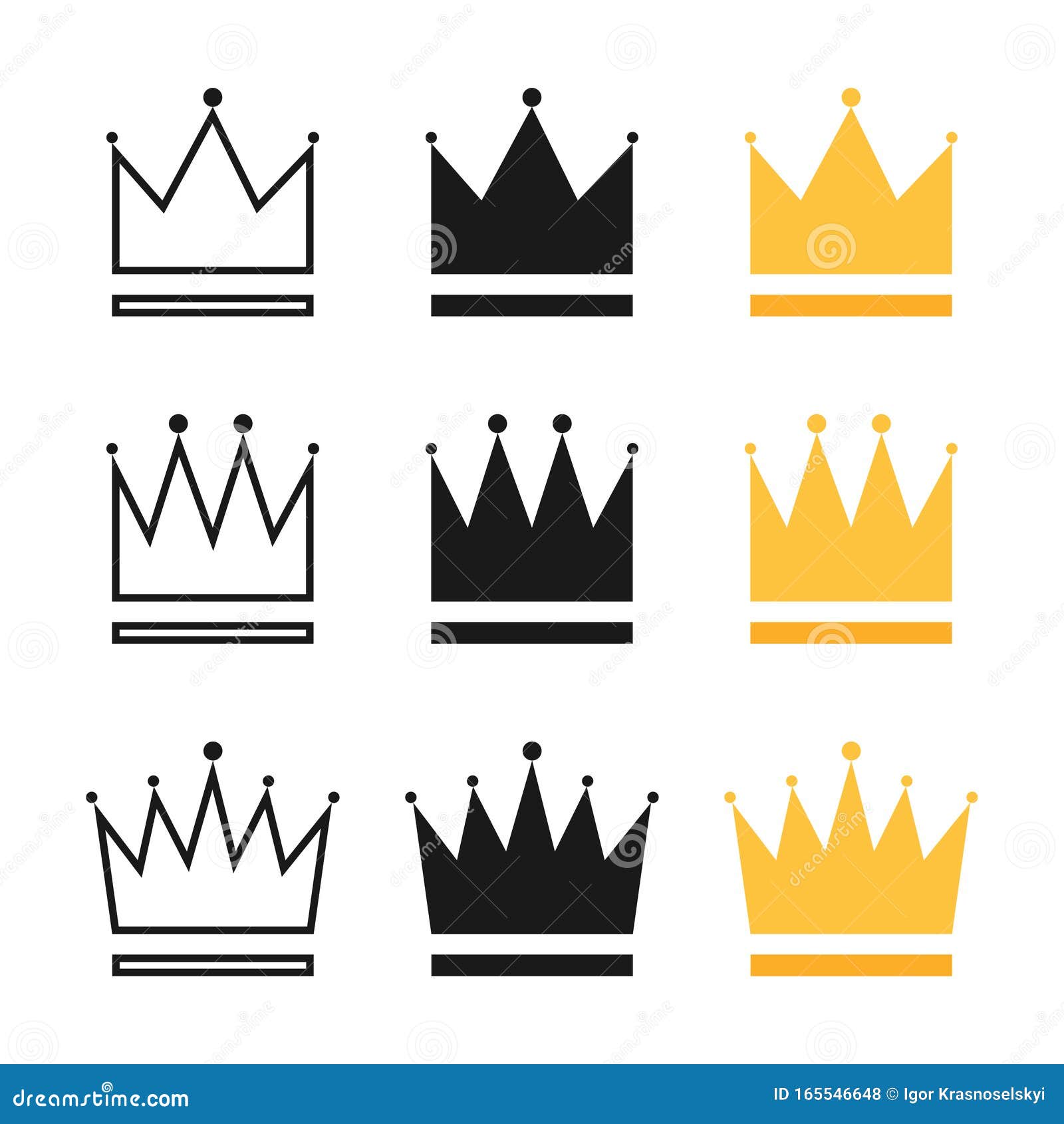 Crowns Collection. Crown In Different Styles. Crowns Isolated On White ...