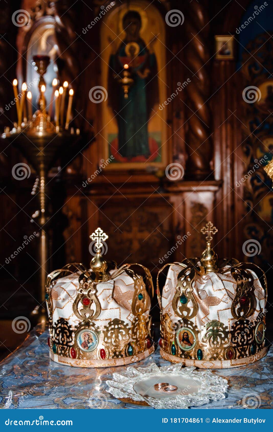 Crowns for the Wedding in the Temple Stock Image - Image of religious ...