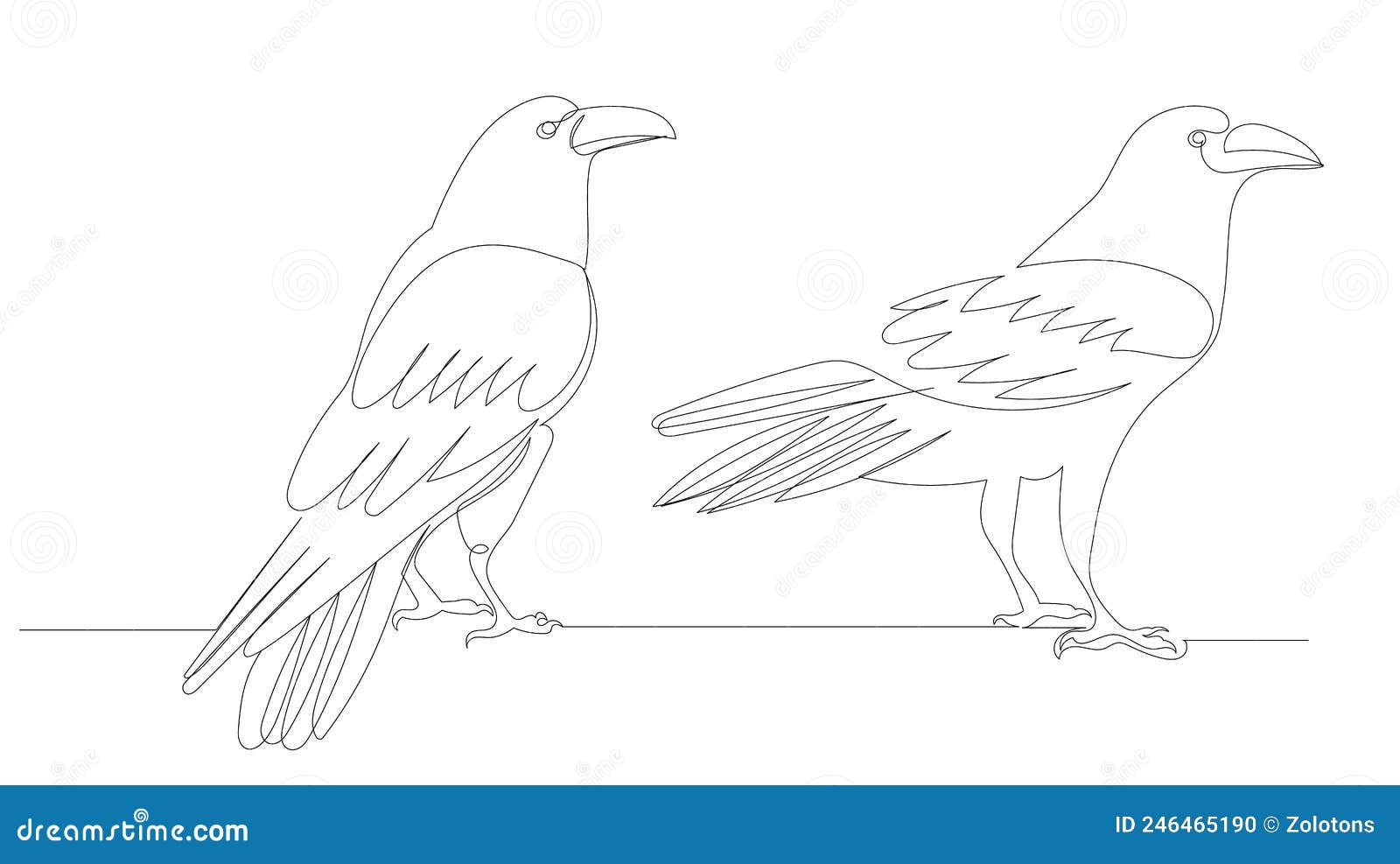 Crows Drawing by One Continuous Line Stock Vector - Illustration of ...