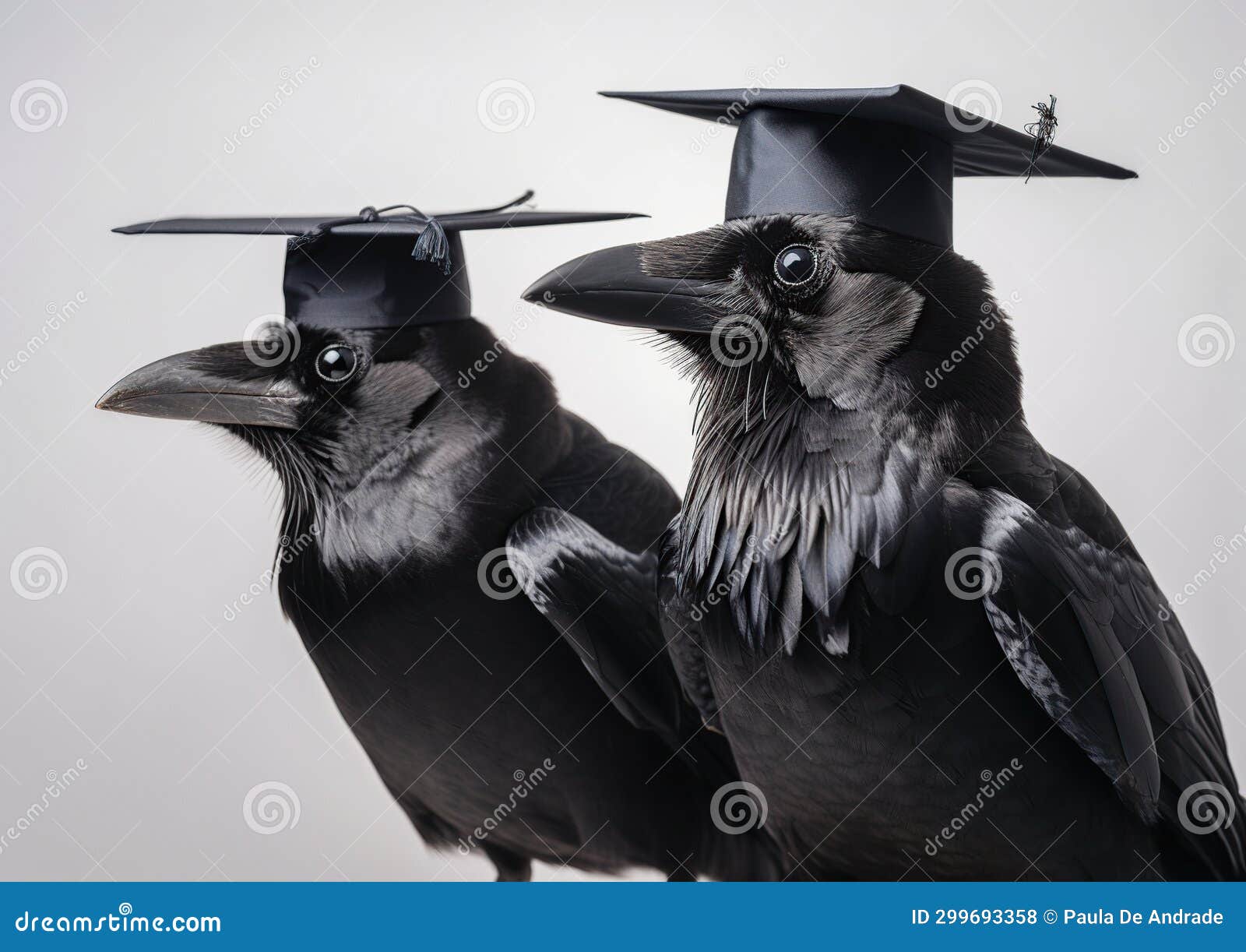 Birds With Graduation Hats And Gowns. Vector Black And White Coloring ...