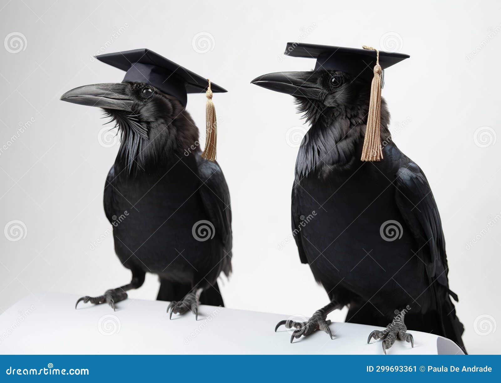 Birds With Graduation Hats And Gowns. Vector Black And White Coloring ...
