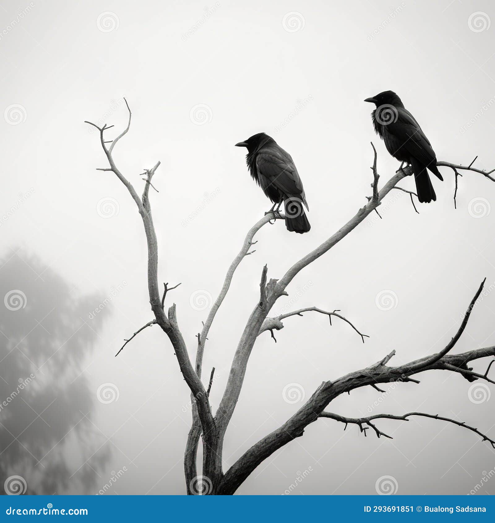 Ai Generated Illustration Wildlife Concept of Crows Perch on Tree Top ...