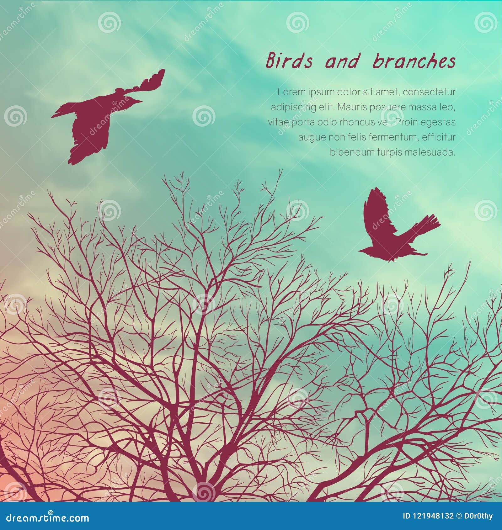 Crows and tree banner stock vector. Illustration of autumn - 121948132