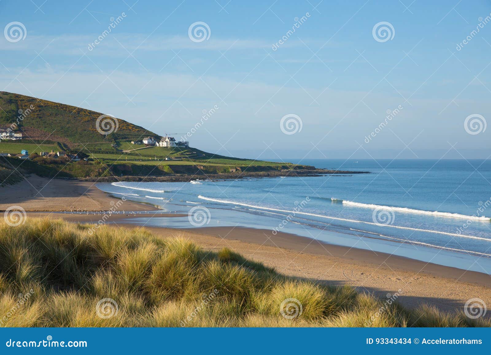 Croyde Beach Devon England UK with Sand Dunes in Summer Stock Photo ...