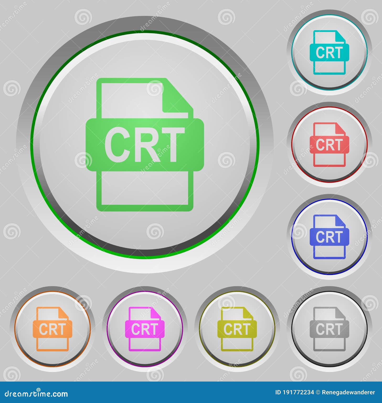 CRT File Format Push Buttons Stock Vector - Illustration of circle ...