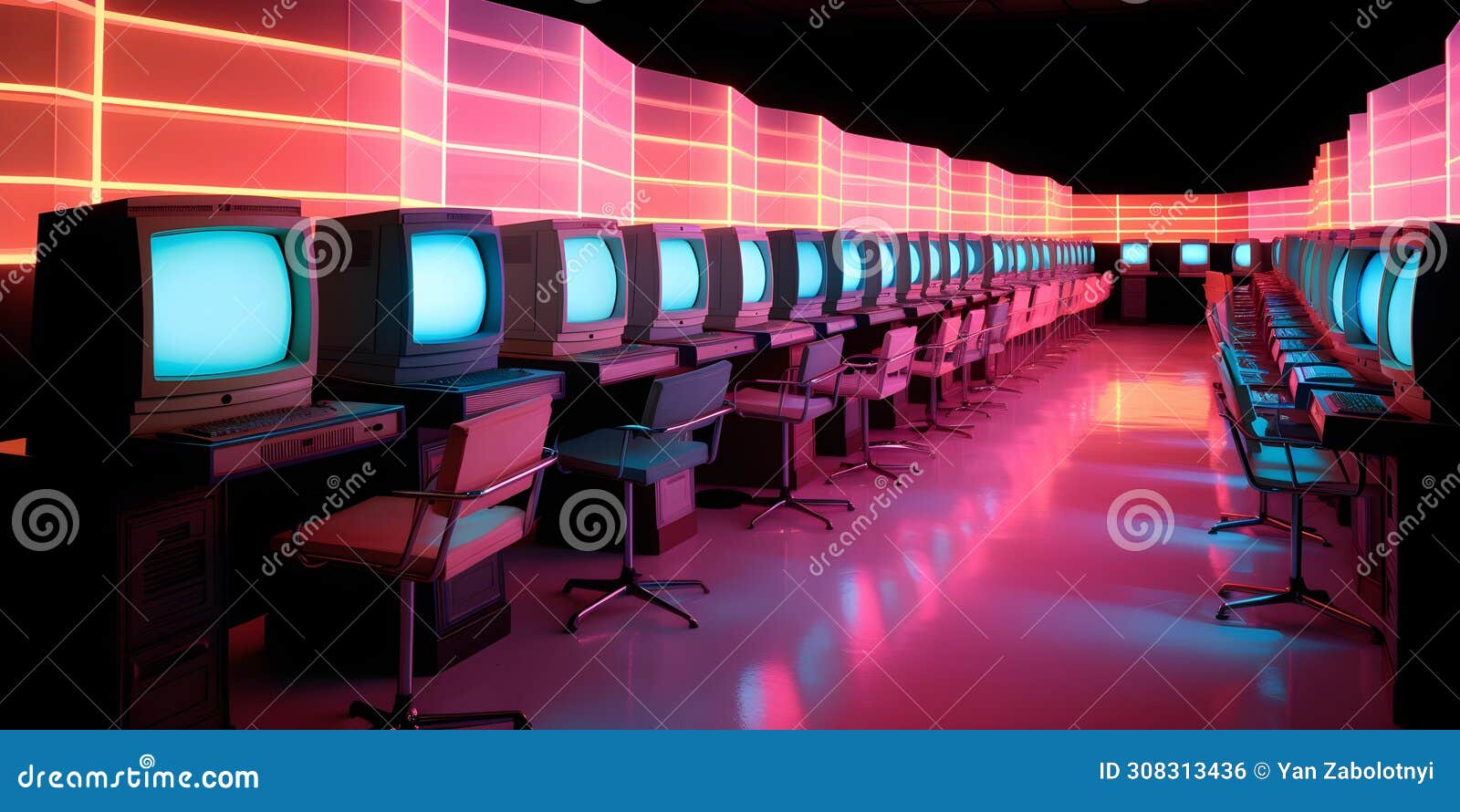 CRT Glow S Computer Rooms Lit by the Soft Light of Cathod. Concept ...