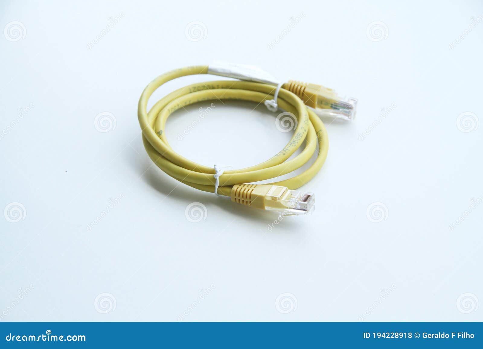 Yellow Rolled-up Patch Cable, Used To Connect a Computer To an Internal ...