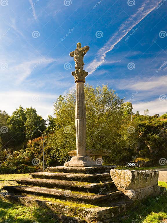 Cruceiro and Medieval Grave in Santiago De Taboada Stock Image - Image ...