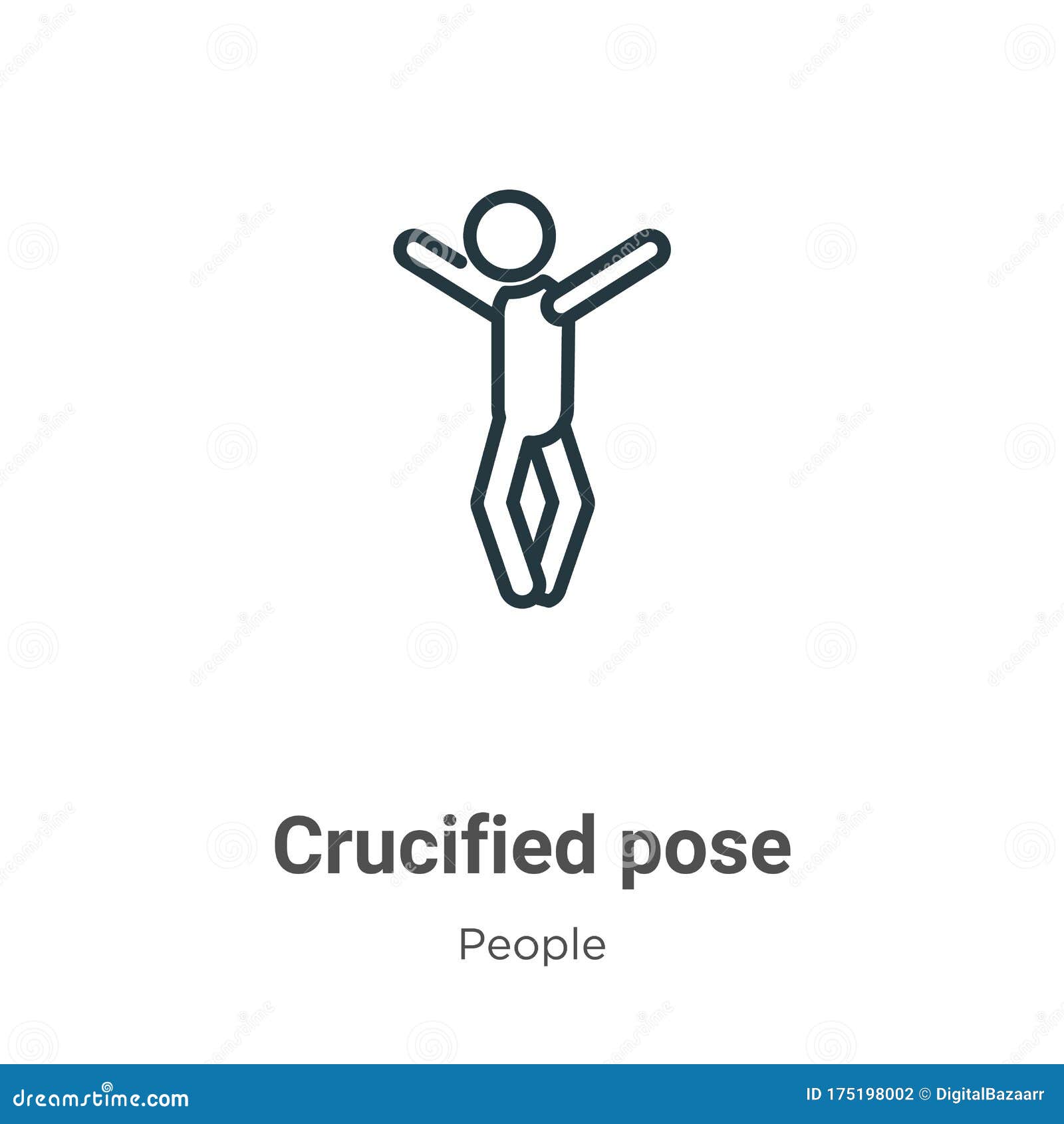 Crucified Pose Outline Vector Icon. Thin Line Black Crucified Pose Icon, Flat Vector Simple ...